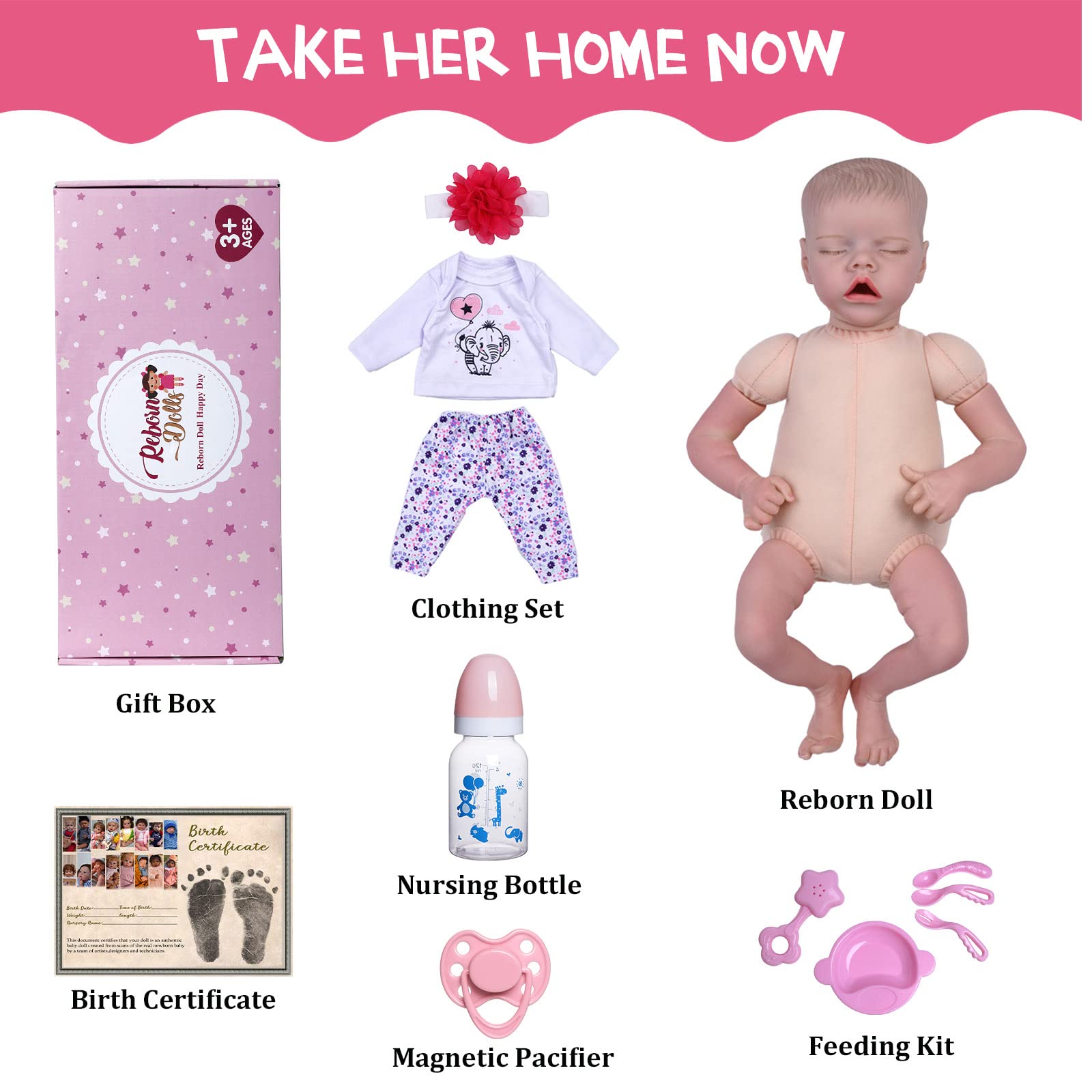 Buy JIZHI Lifelike Reborn Baby Dolls - 0-3 Months Baby Soft Body ...