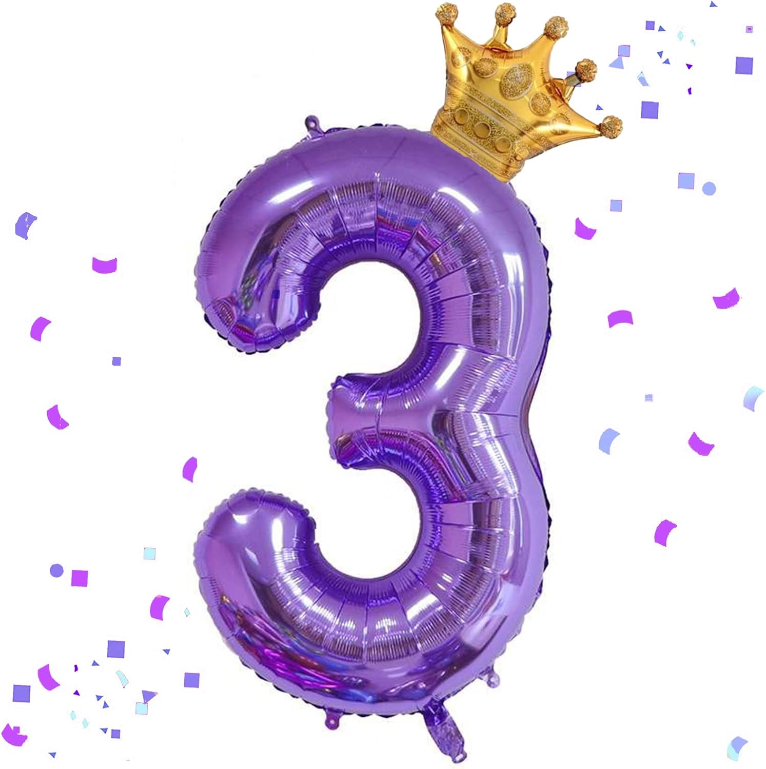 HIBILDER 40 Inch Purple Number 3 & Mini Crown Balloon, 3rd Birthday ...