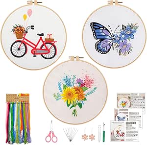 Amazon.com: Stamped Embroidery Kit for Beginners Embroidery Stitches ...
