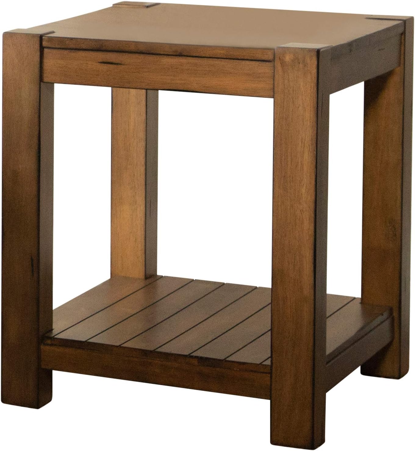 Amazon.com: Simple Relax 1 Shelf Rectangular Wood End Table, Rustic ...
