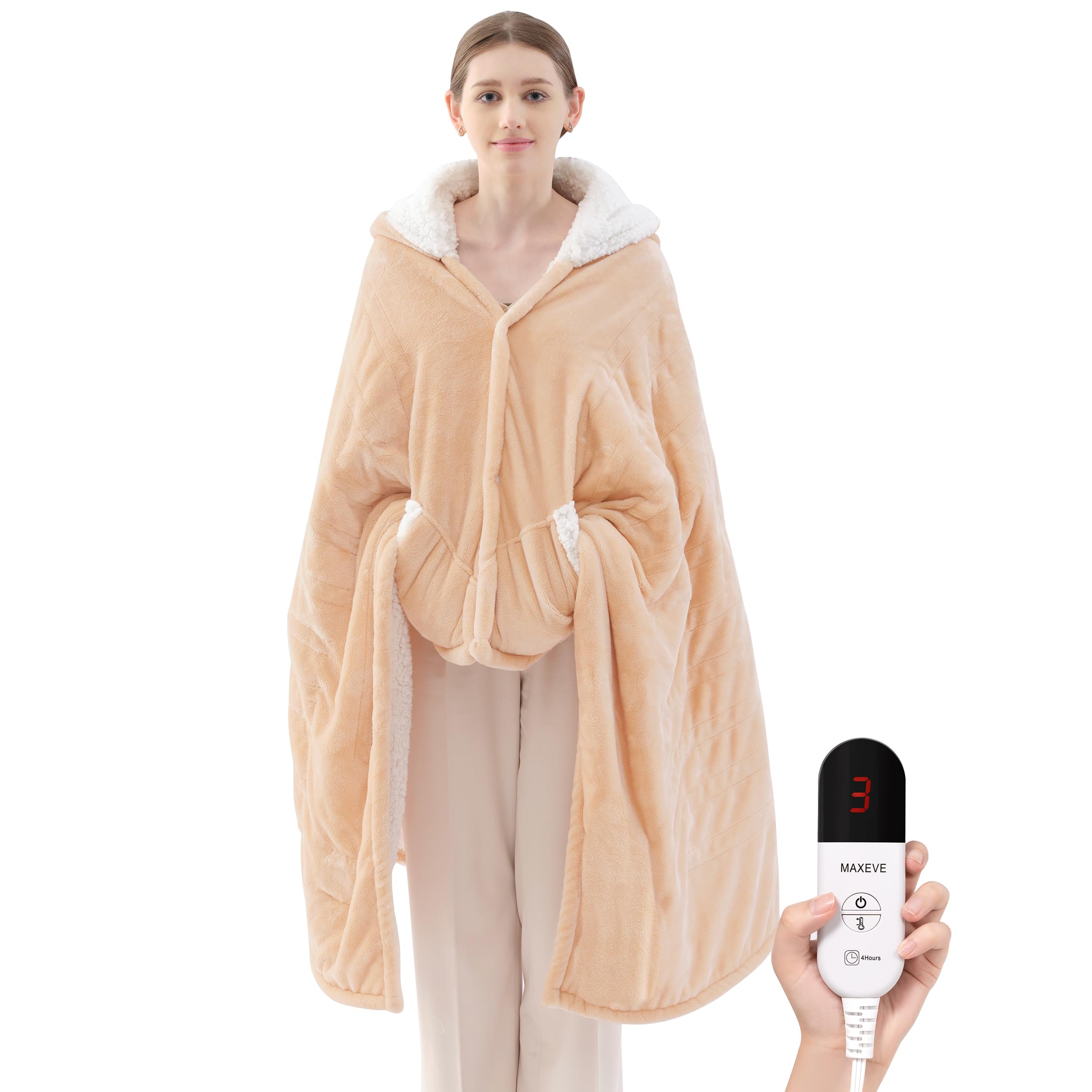 Amazon.com: Electric Wearable Blanket Heated Blanket with Hood and ...