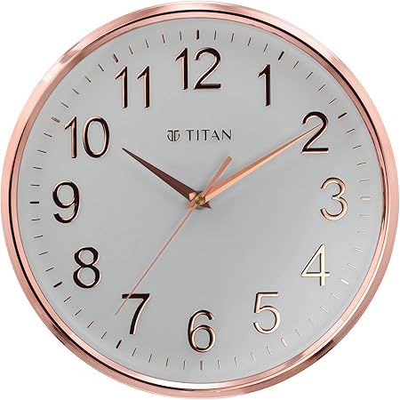 Titan Contemporary Rose Gold Metallic Finish Wall Clock with Silent ...