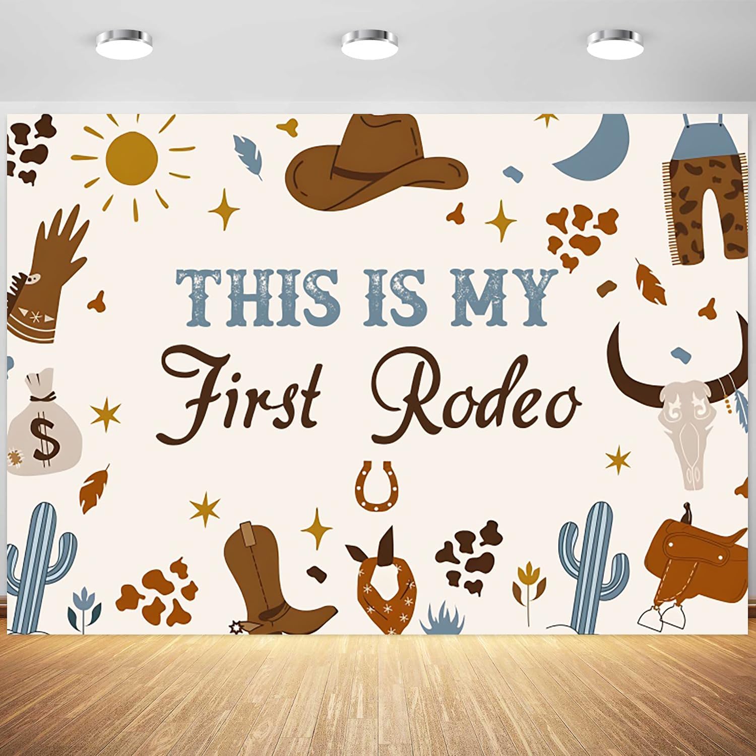 Amazon.com : 6x4ft Western Cowboy Birthday Backdrop My First Rodeo ...