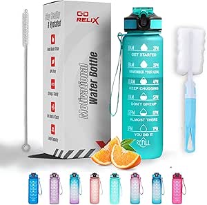 Relix BPA Free Sports Motivational Water Bottle -Leak Proof Tritan ...