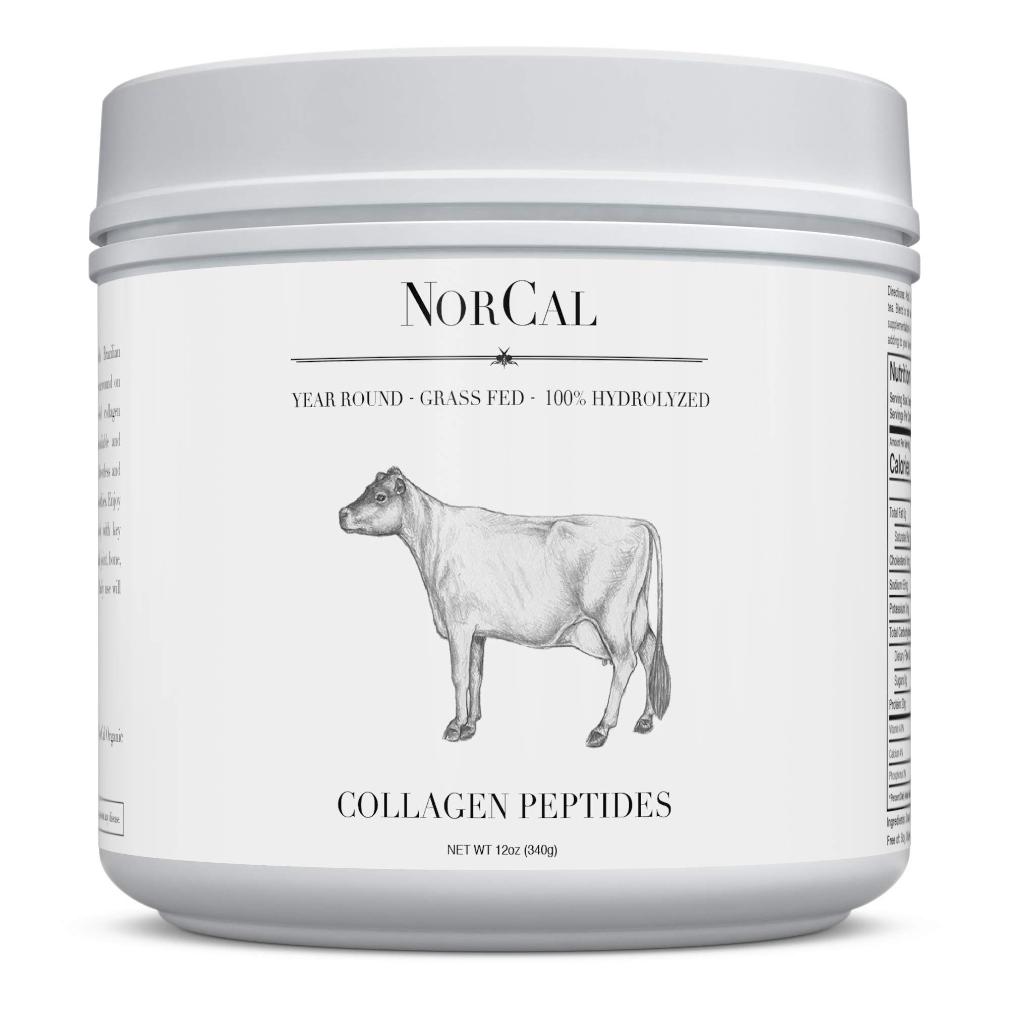 Buy NorCal - Grass Fed Collagen Peptide Hydrolysate Powder, 12oz | 20g ...