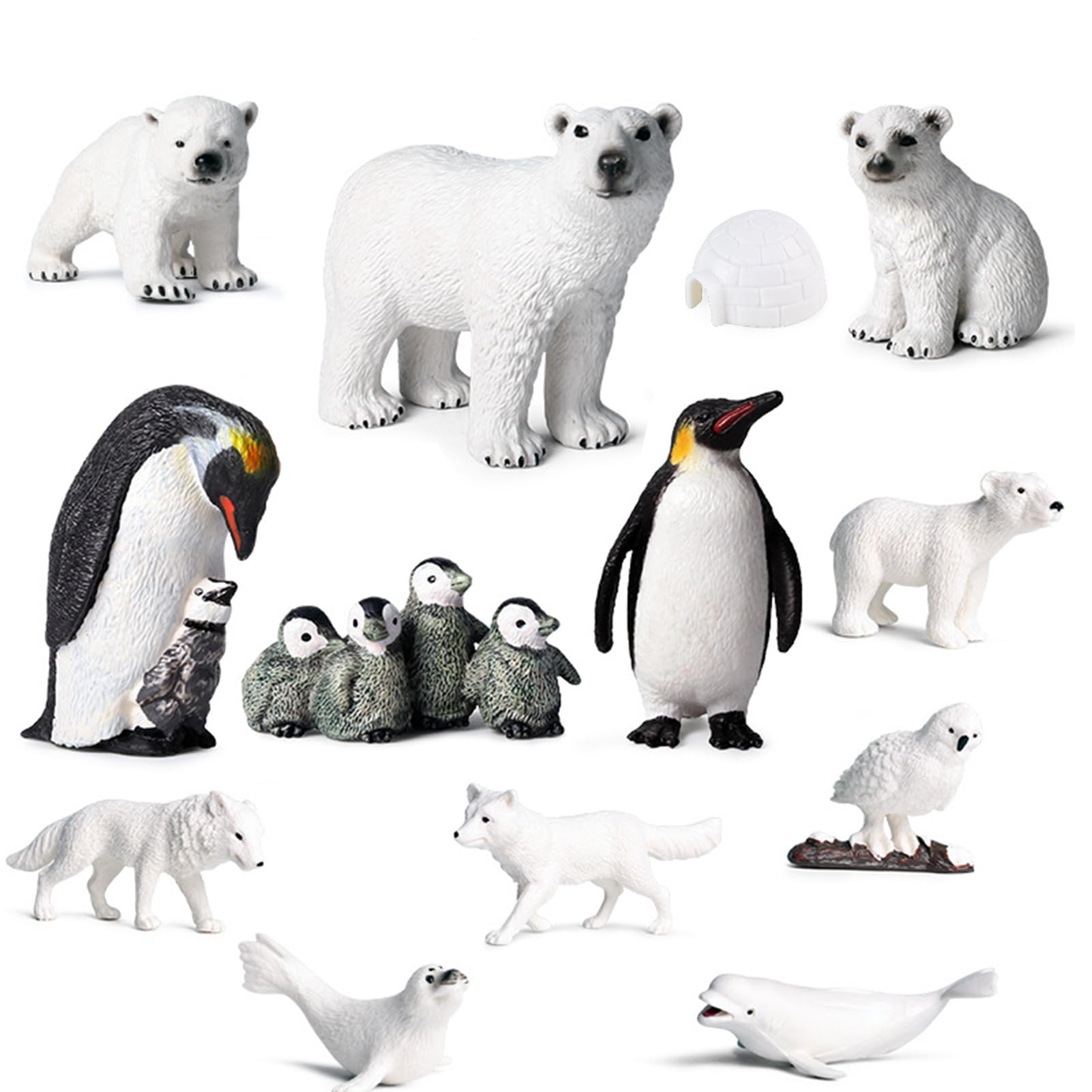 Techshining 13pcs Arctic Animal Toy Figurines Set Realistic Polar ...