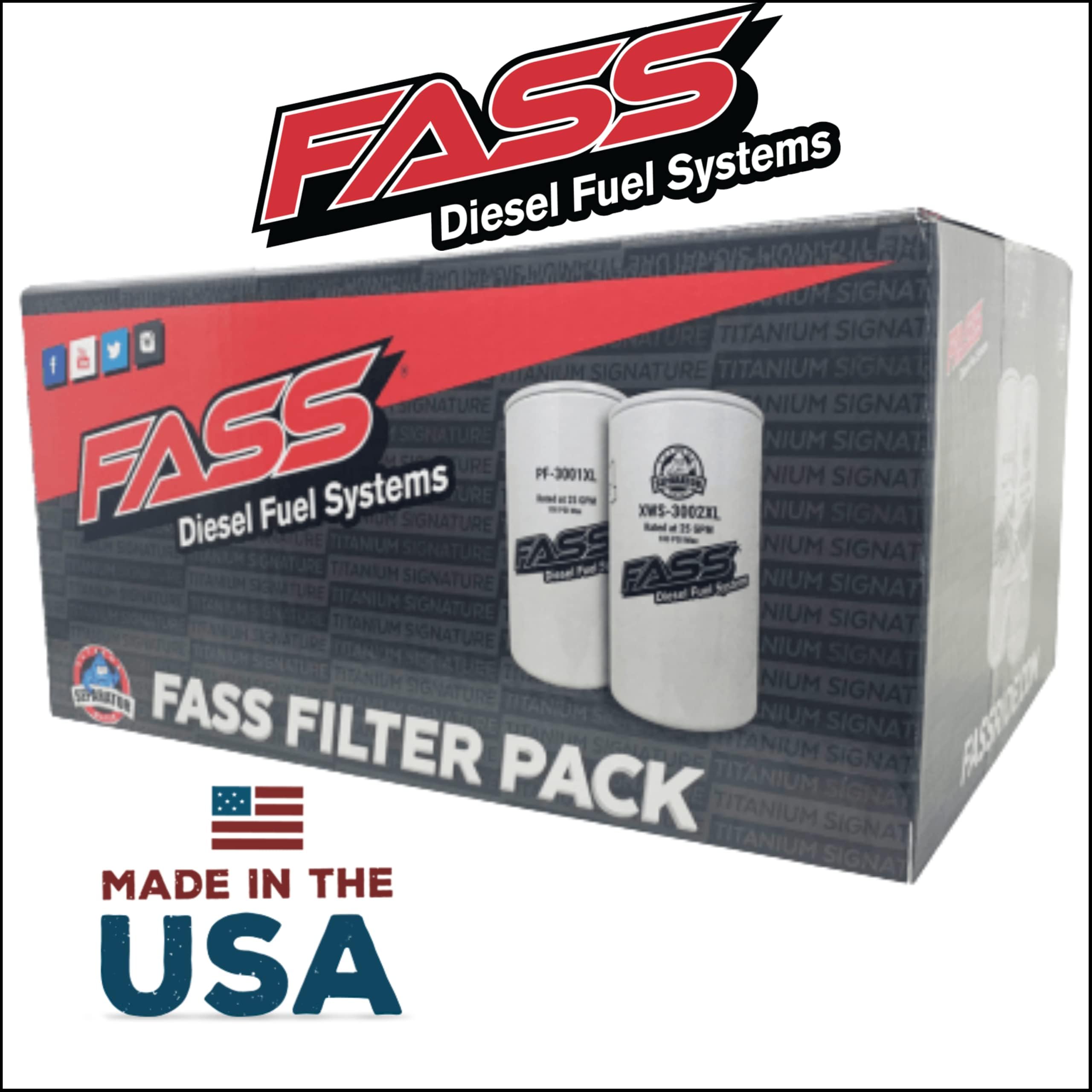 Amazon.com: FASS Fuel Systems Filter Pack XL | PF3001 XL (1) & XWS3002 ...