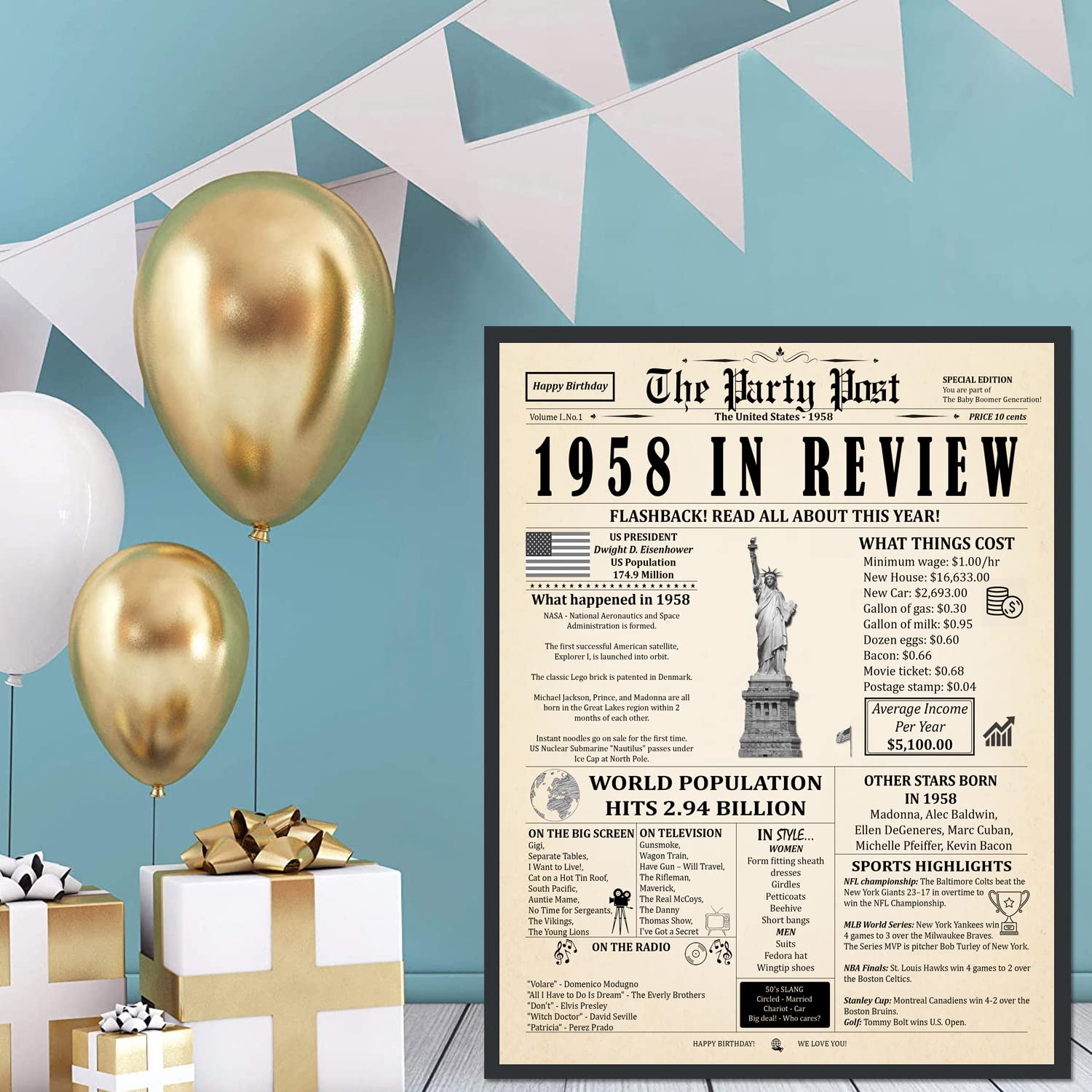 Snapklik.com : 67 Years Ago Birthday Poster 8 X 10 Party Decor Sign ...