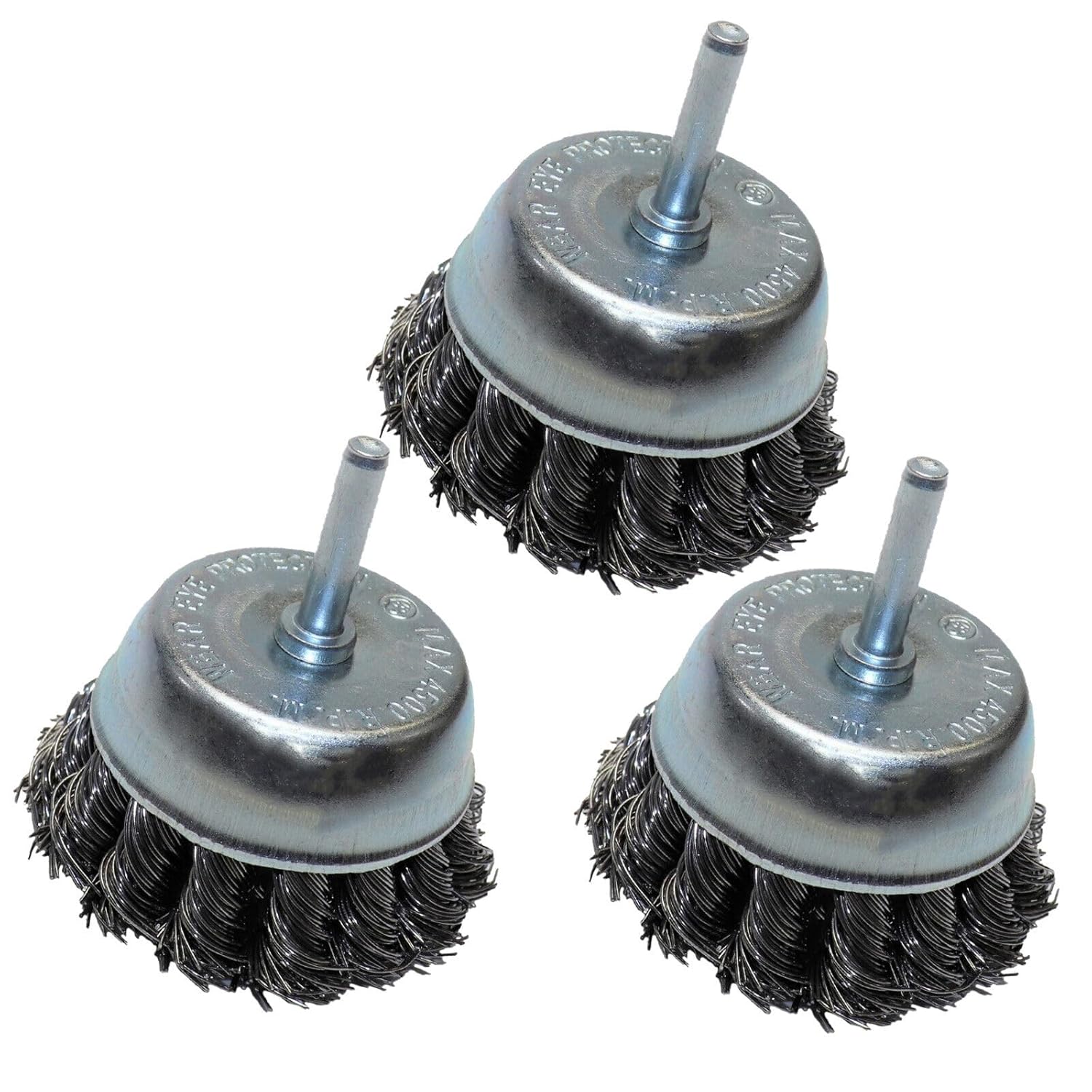 Cotarba 3 x Wire Brush Cup End Brush Rotary Twisted Knotted Wire Brush Twist-Knot Wheel Circular ...