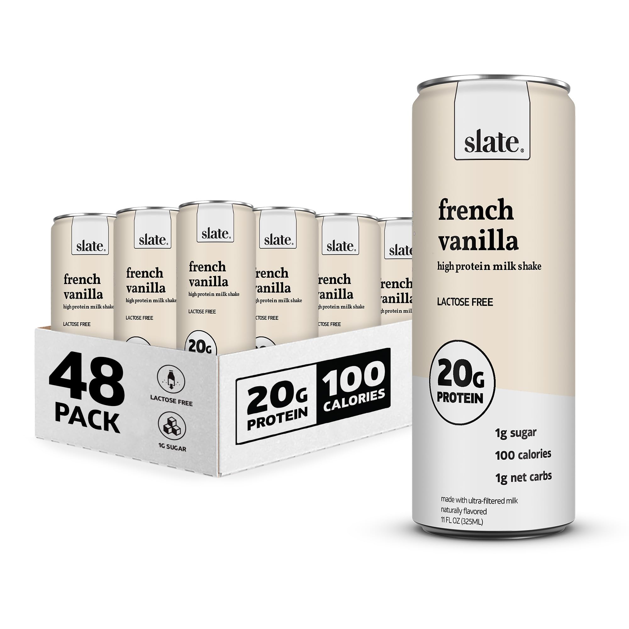Amazon.com : Slate Milk - High Protein Milk Shake - French Vanilla ...