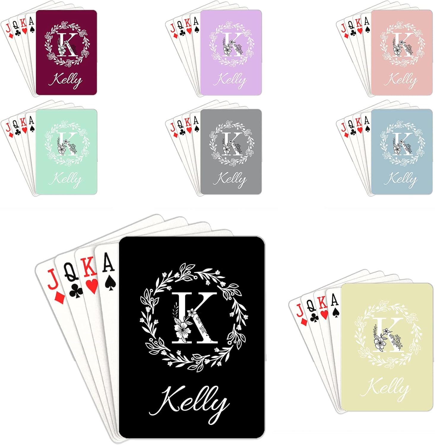 Amazon.com: Custom Name Photo Personalized Initial Monogram Poker Cards ...