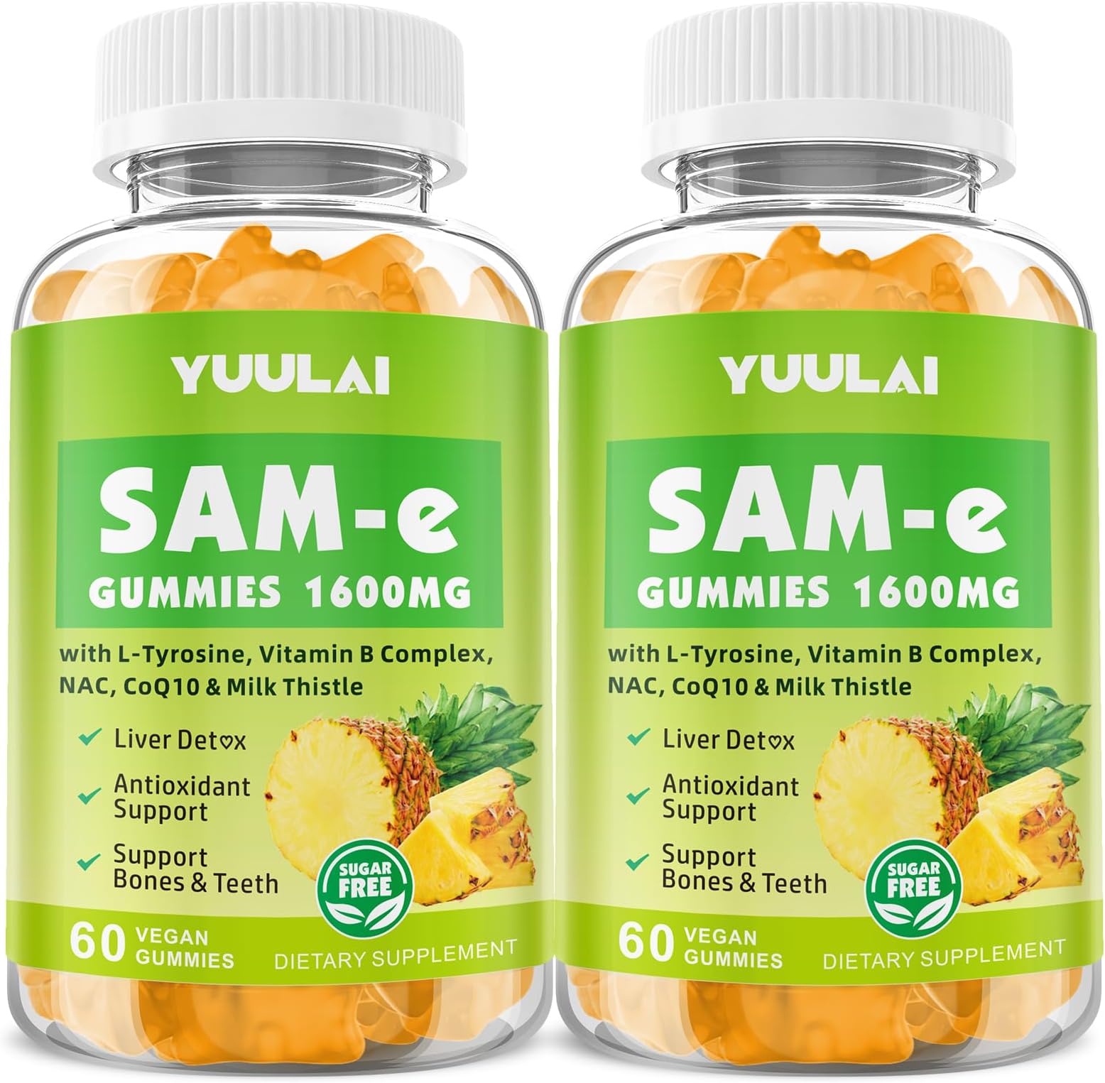 Amazon.com: YUULAI Pack of 2 SAM-e Gummies, Sugar Free 1600mg SAM e ...