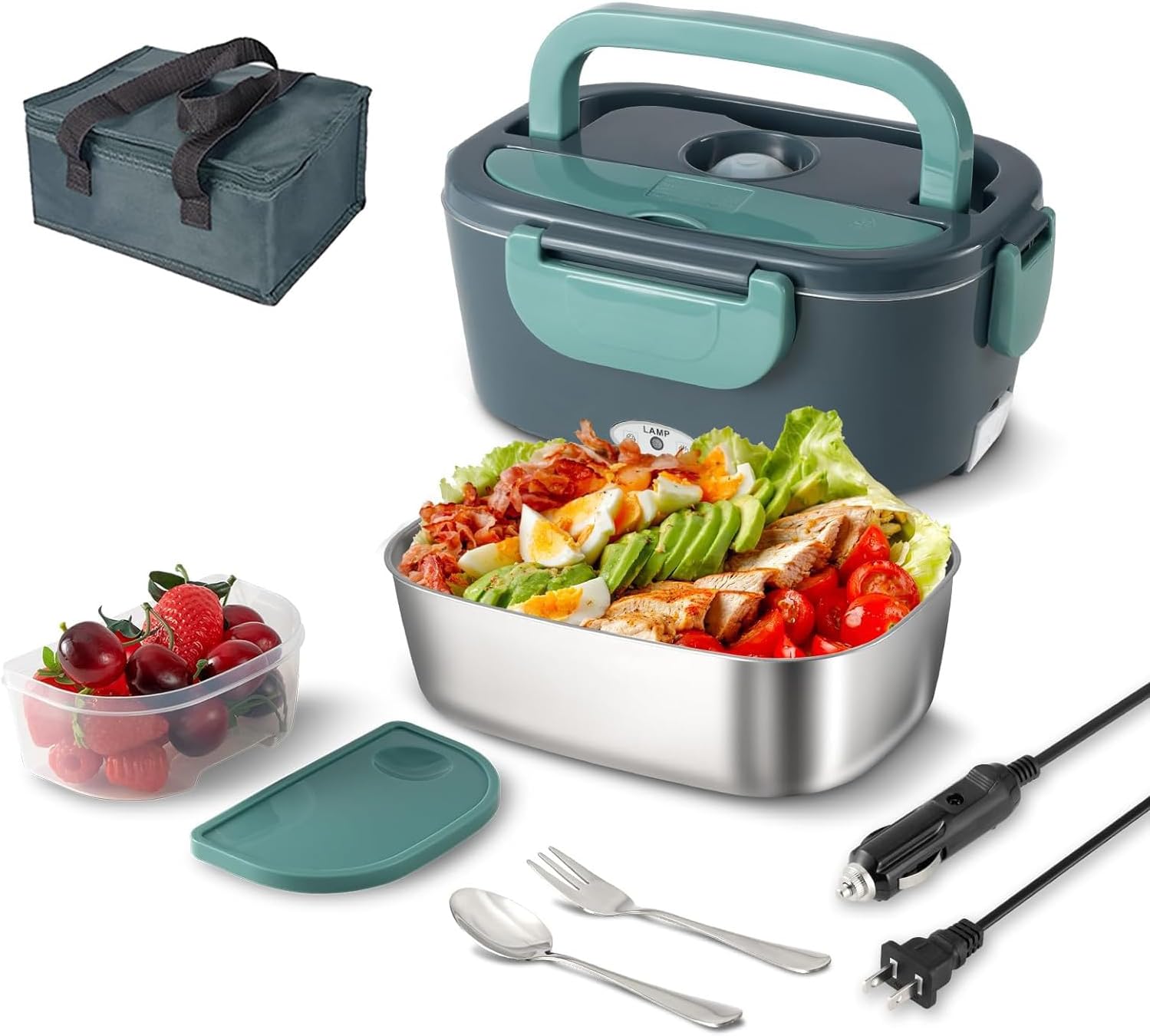 Electric Lunch Box Food Heater, 12V/110V Heating Lunch Box for Adults 40W with 1.5L 304 ...