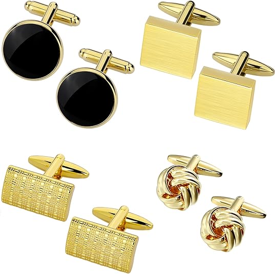 Amazon.com: Gold Cufflinks for Men Set of 4, TAIGRAMA Classic Cuff ...