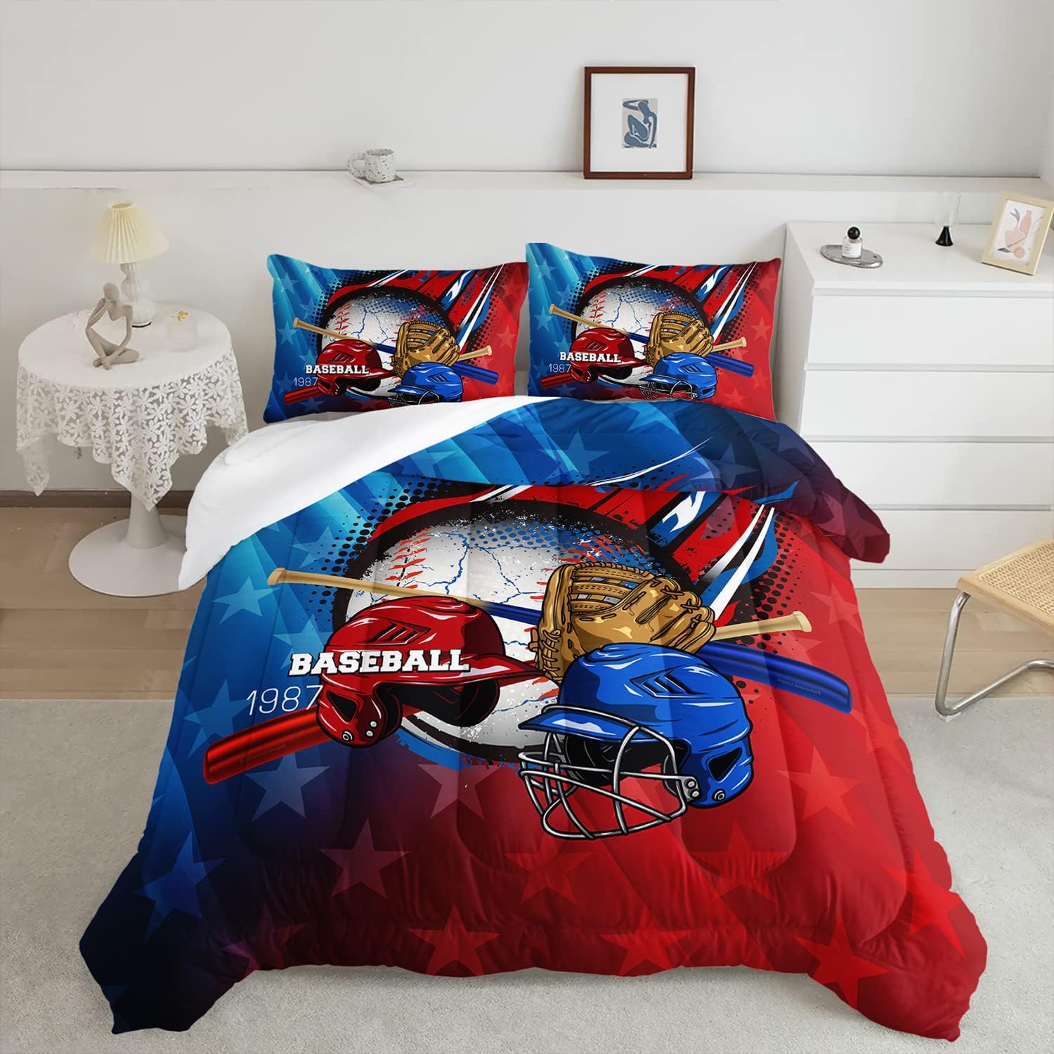 Amazon.com: HOSIMA Baseball Comforter Set for Boys Teens Bedroom Decor ...