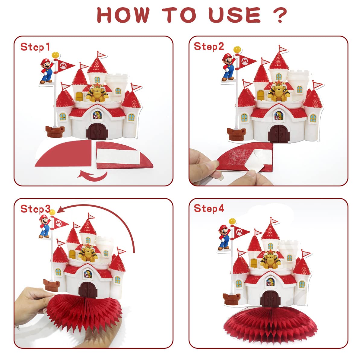 7 pcs Mario Honeycomb Centerpieces for Table Decoration | Super Mario ...