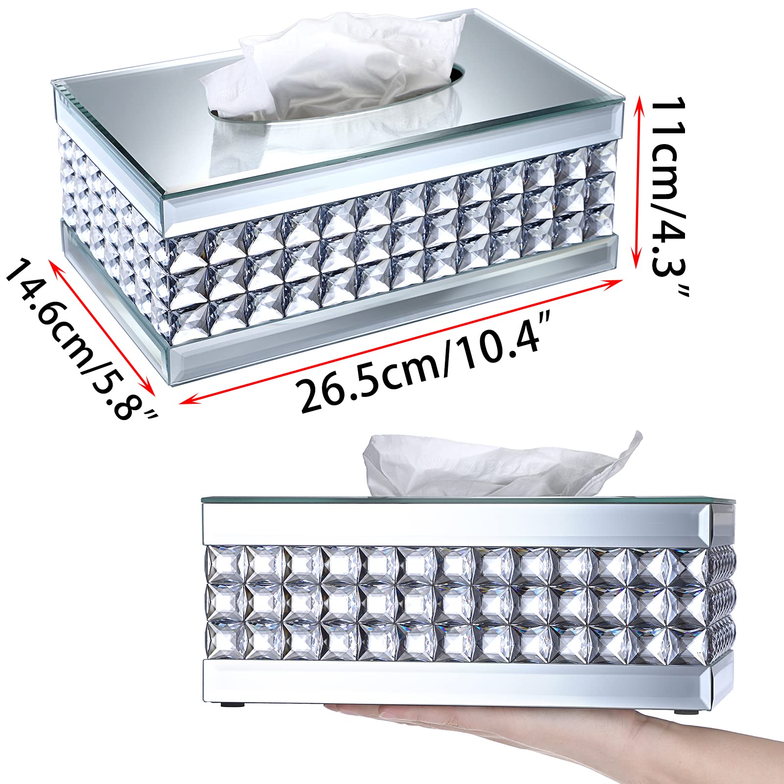 Sumnacon Crystal Rectangular Tissue Box Cover - Decorative Glass Tissue ...