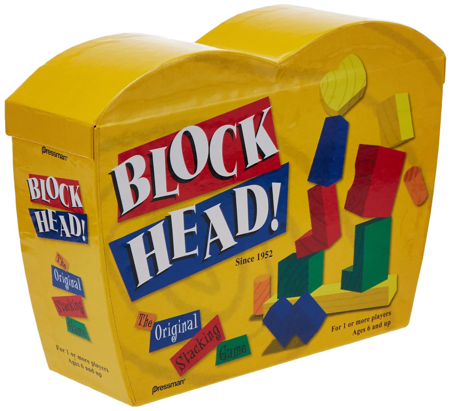 Amazon.com: Pressman Blockhead! - The Original Stacking Game Yellow, 5 ...