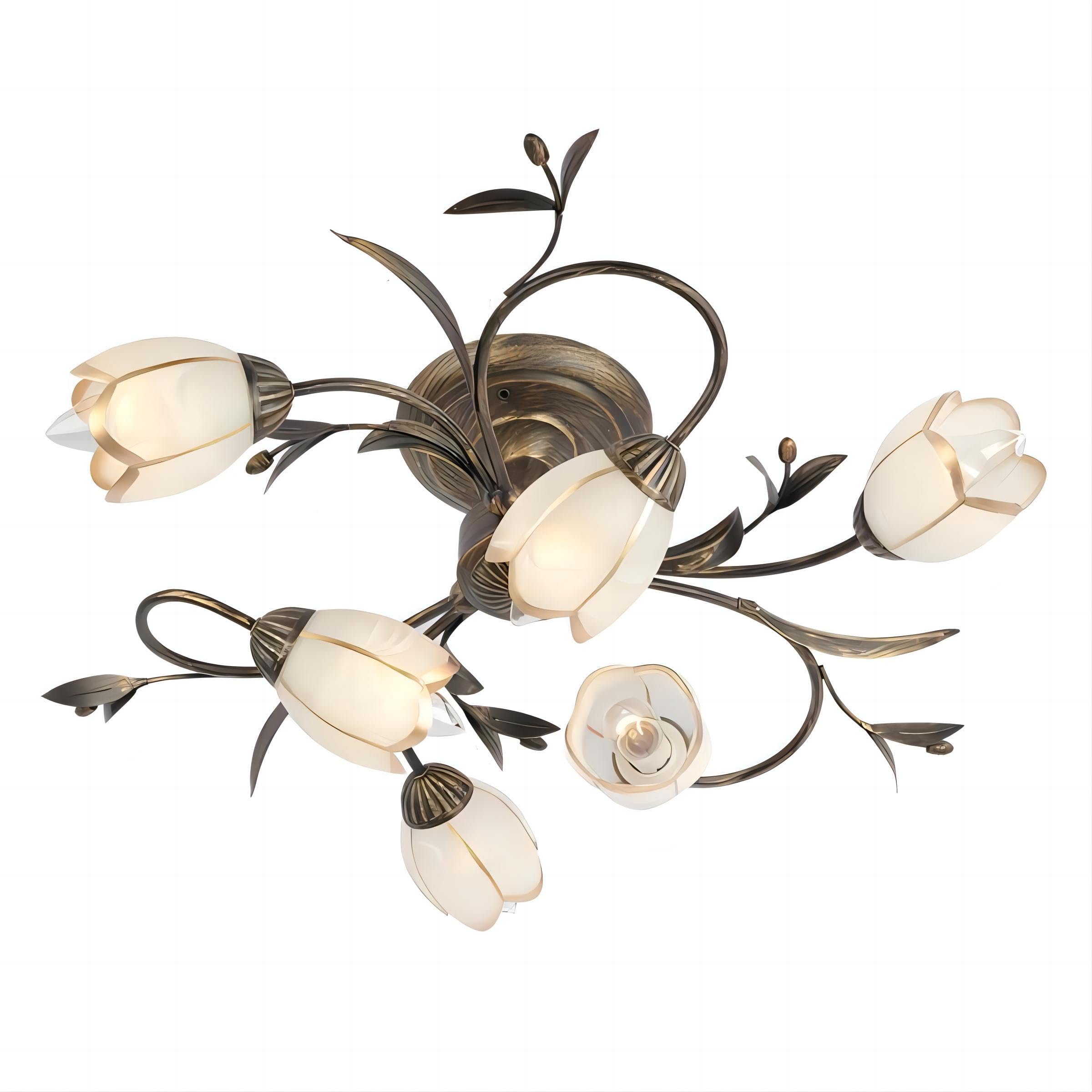 24 Inch 6-Lights Branch Shaped Ceiling Lights, Creative Retro Style ...