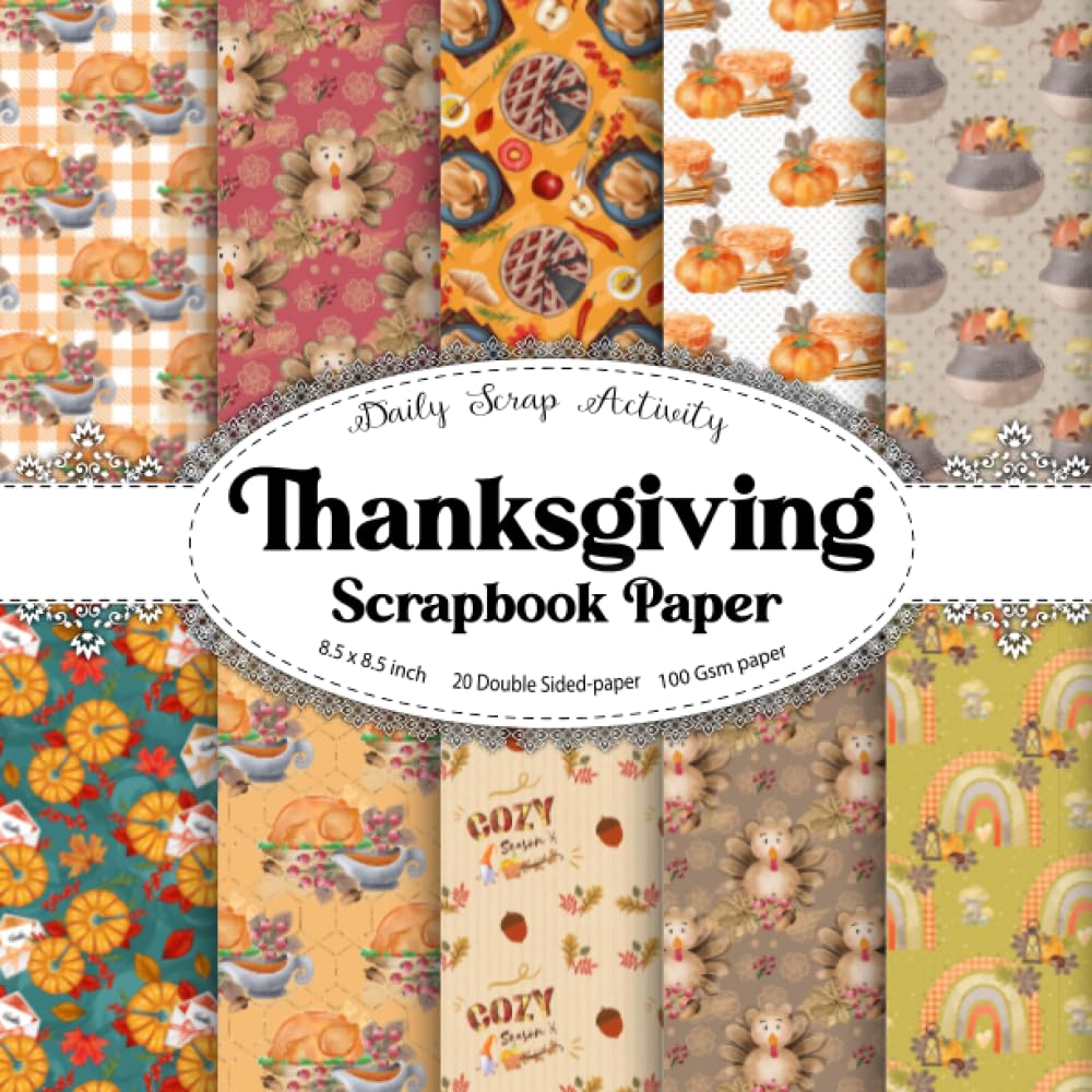 Thanksgiving Scrapbook Paper: Autumn Leaf Pattern Scrapbooking Paper ...