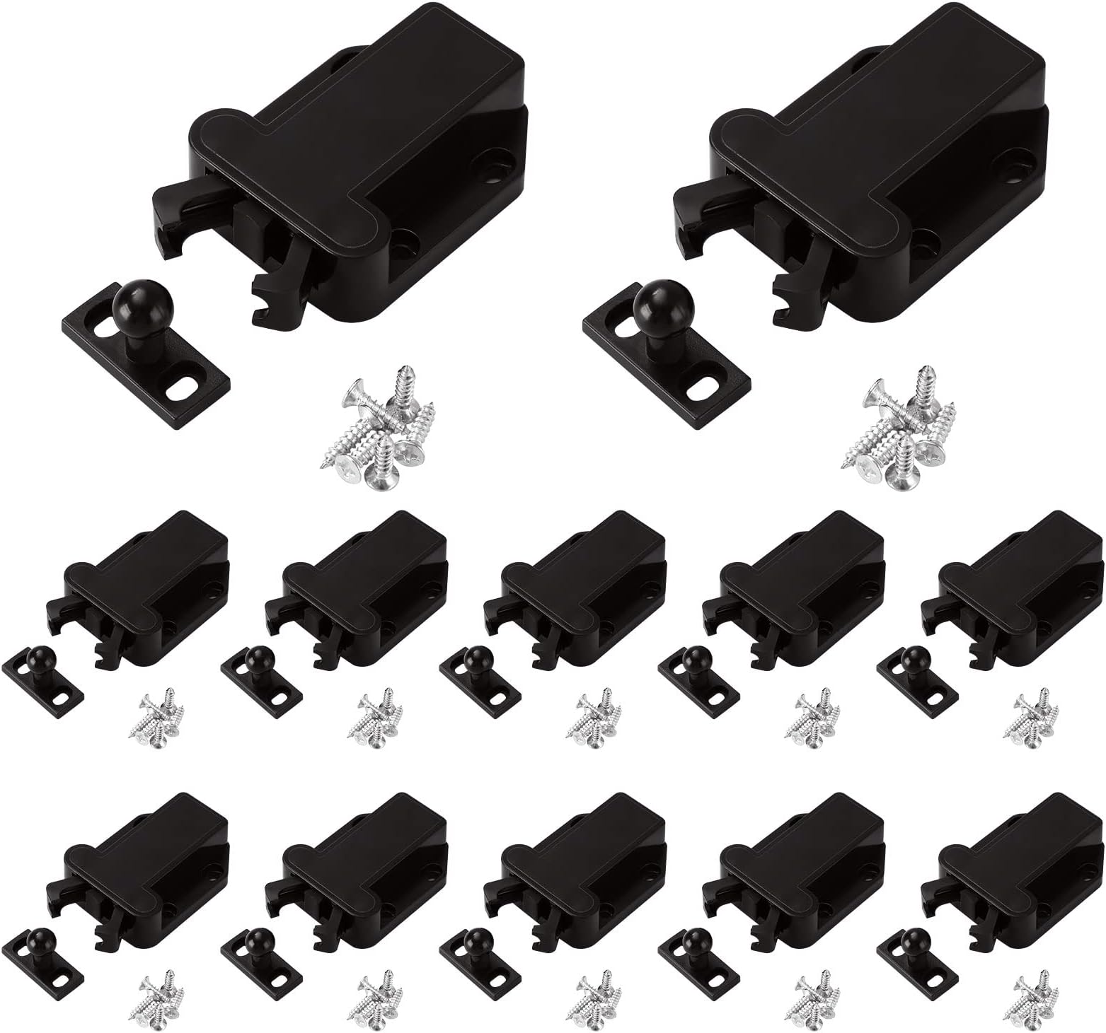 6 Pcs Touch Release Catch Latch Cupboard, Push to Open Catch Lock Black ...