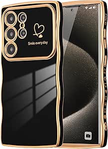 Amazon.com: DEFBSC Case for Samsung Galaxy S25 Ultra Case, Curly Wave Shape Plating Frame Cute ...