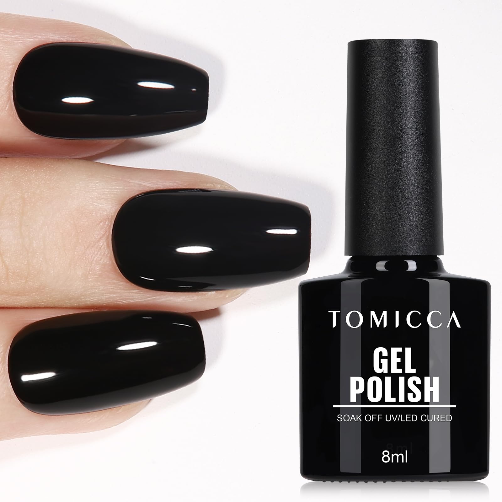 TOMICCA Gel Nail Polish- Black Gel Nail Polish Soak Off UV LED Gel ...