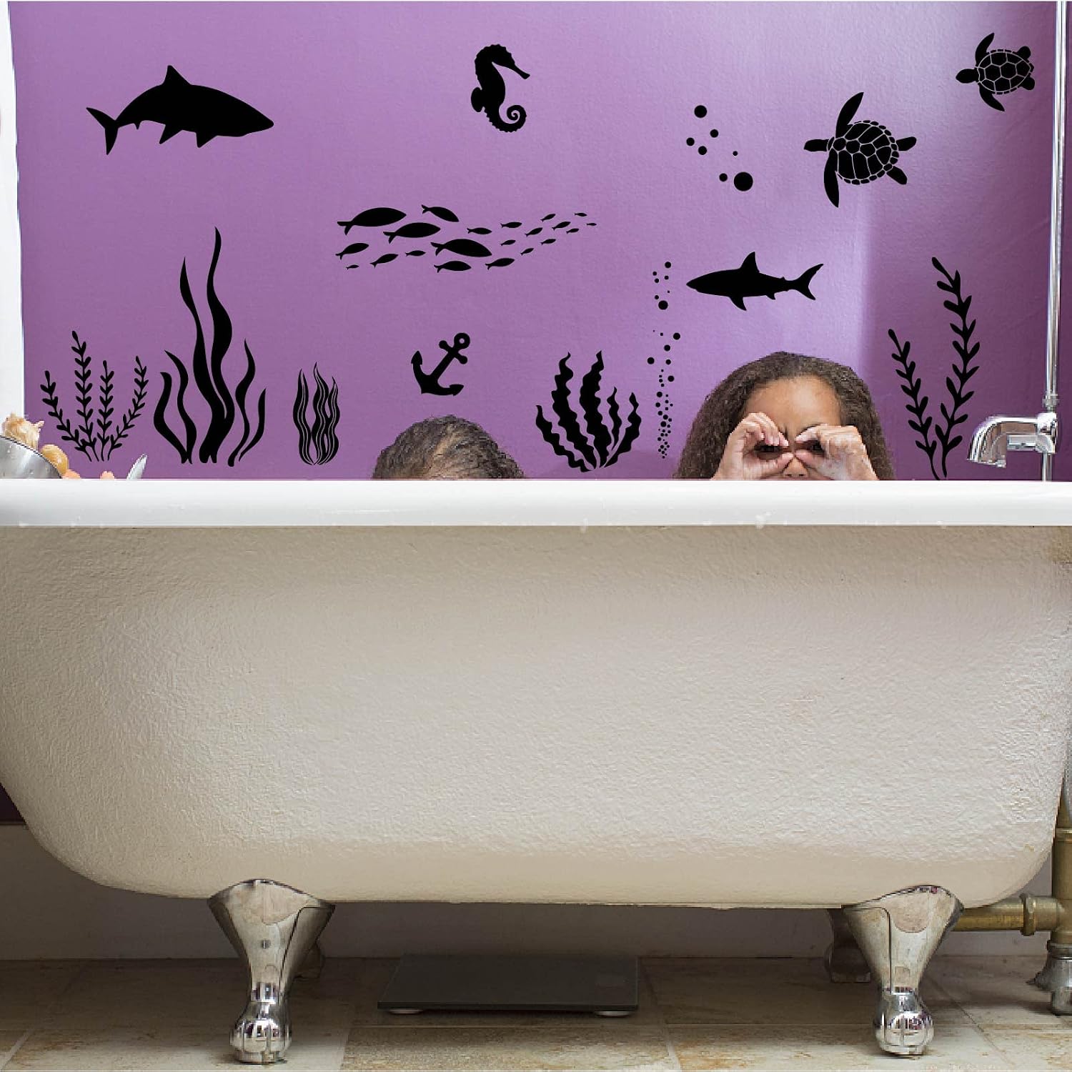 SUPERDANT 45pcs Black Sea Life Stickers Sea Animals Silhouettes Decal ...