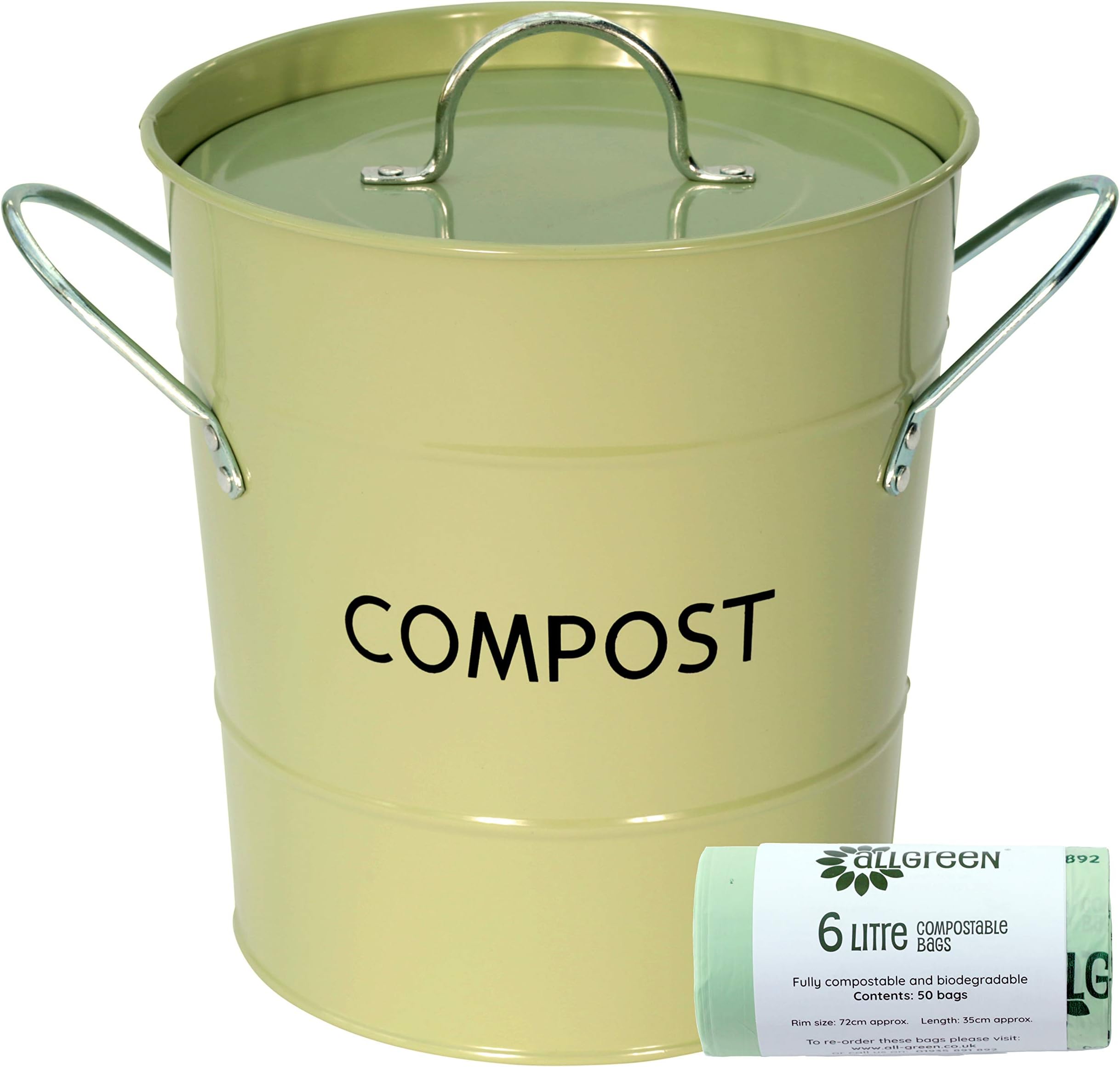 Navaris Metal Compost Caddy Bin - 3 litre Kitchen Composting Bucket ...