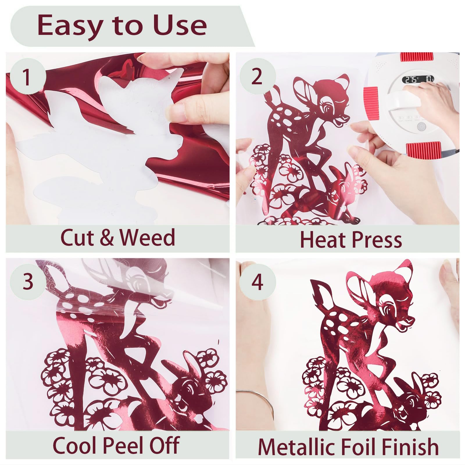 Snapklik.com : GIRAFVINYL Maroon HTV Holographic Vinyl Heat Transfer