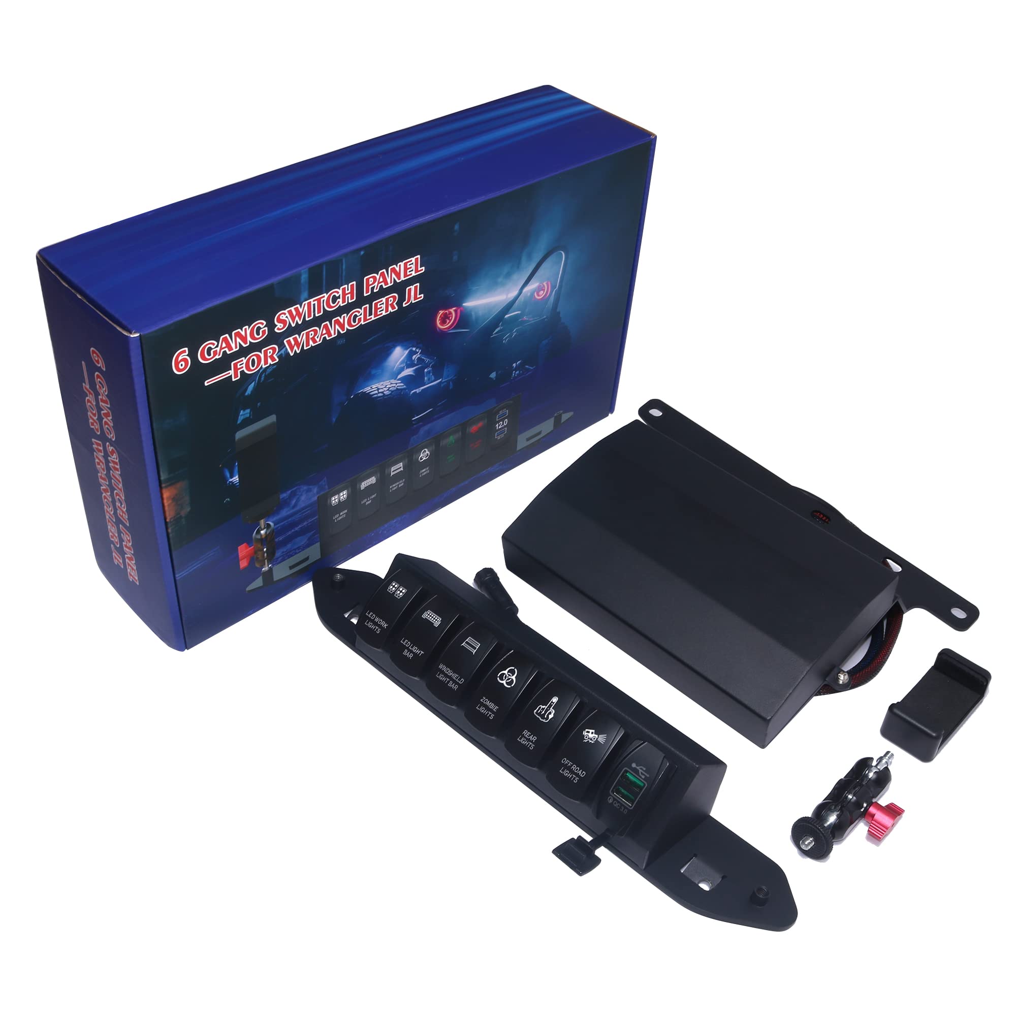 Buy POFENZE 6 Gang Rocker Switch Panel for Jeep Wrangler JL JT ...