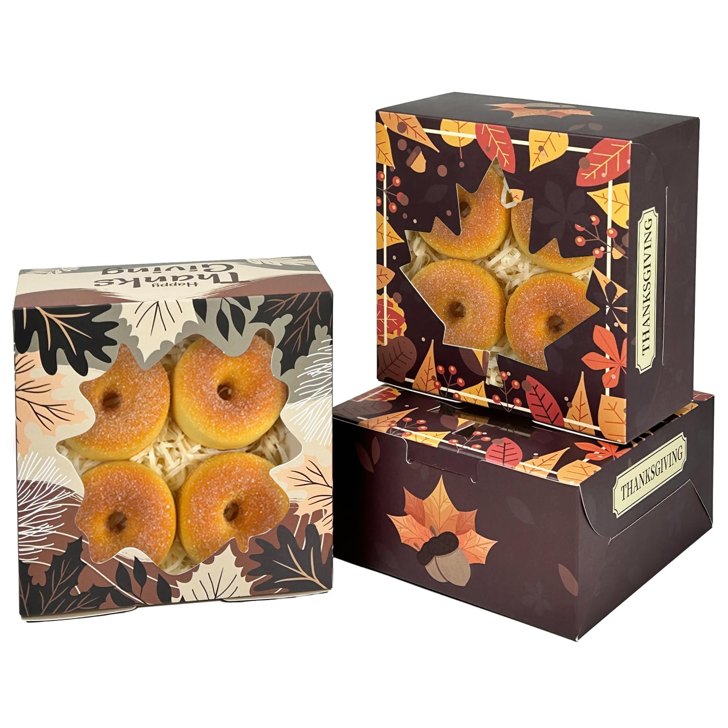 qiqee Thanksgiving Cookie Boxes with Window 36packs 6x6x3 Inch Bakery ...