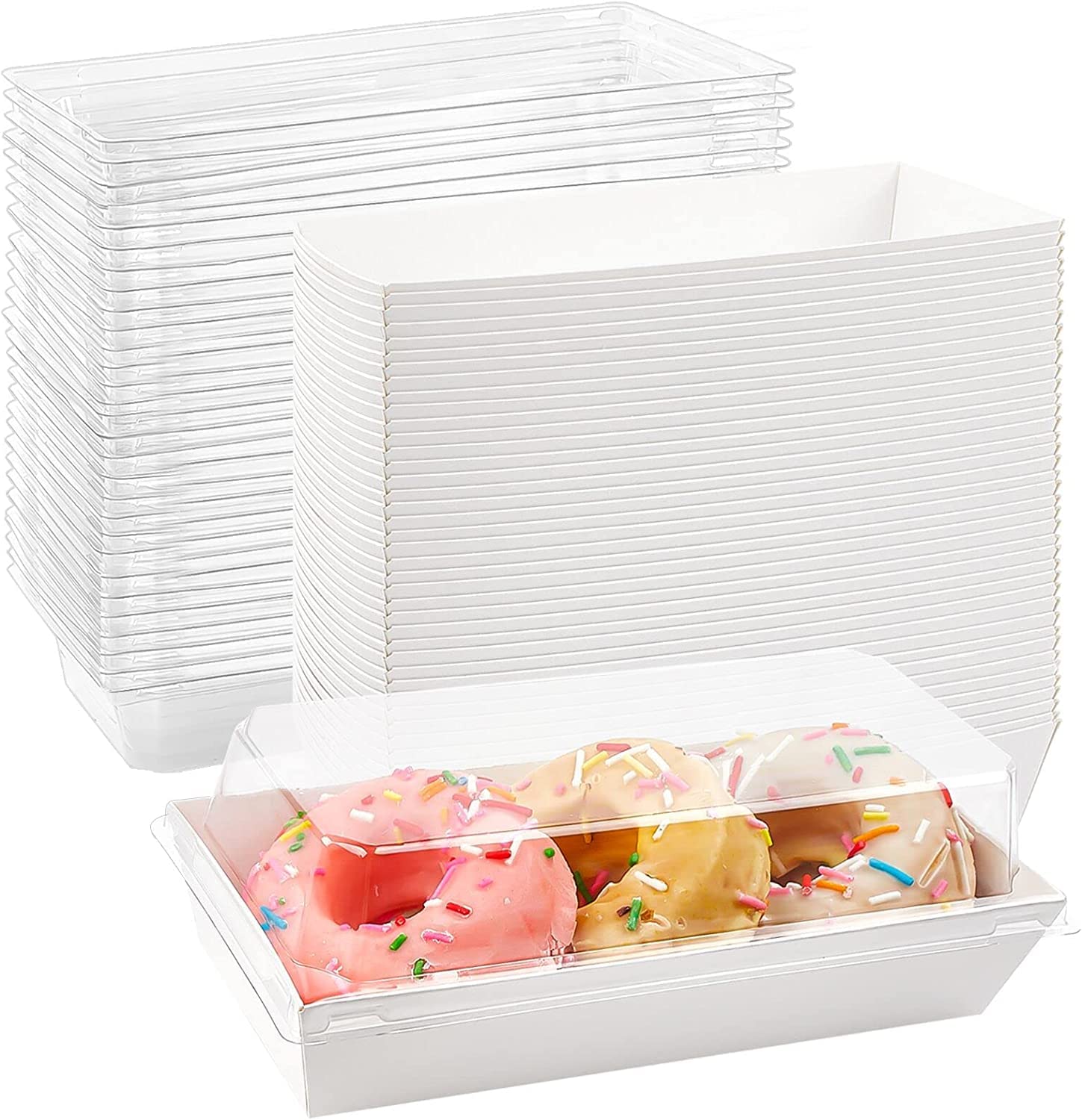 Buy YHRY 50 Pack Paper Sandwich Boxes with Clear Secure Lids, Paper ...
