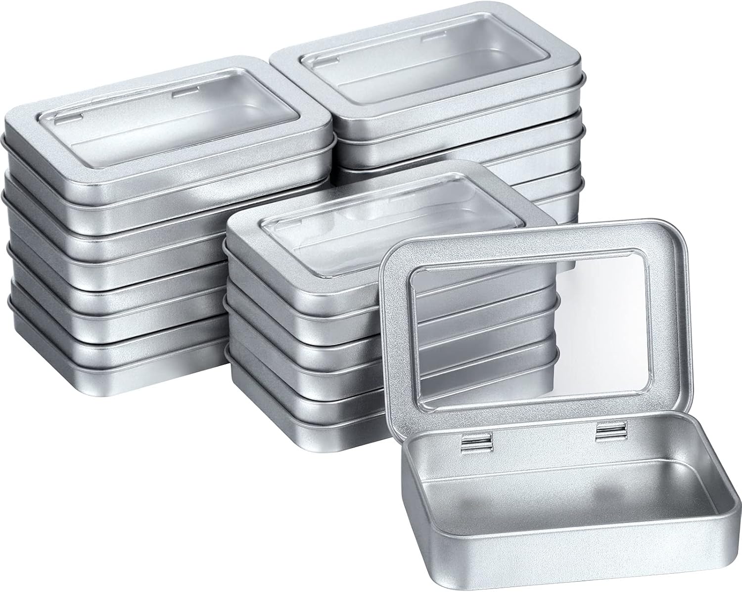 Amazon.com: Rectangular Hinged Tins Box Metal Rectangular Empty ...