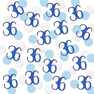 Amazon.com: Blue Glitter 36 Confetti, 36th Birthday Number Confetti ...