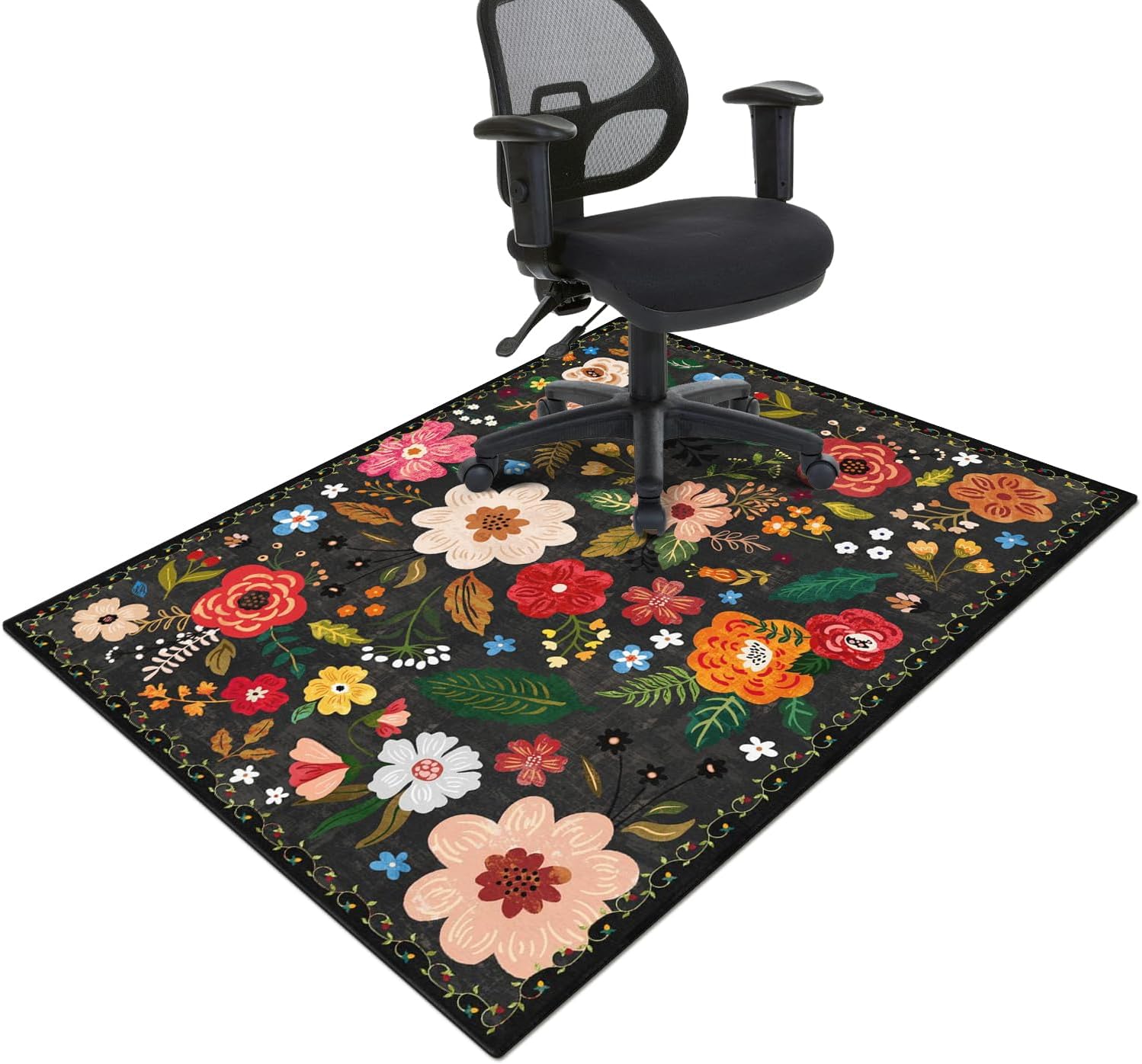 Amazon.com : Office Chair Mat for Hardwood & Tile Floor,Boho Floral 60 ...