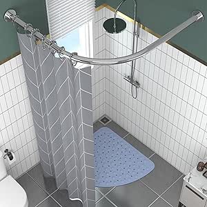 Amazon.com: ZXCVG L Shaped Shower Curtain Rod No Drill Corner Shower ...