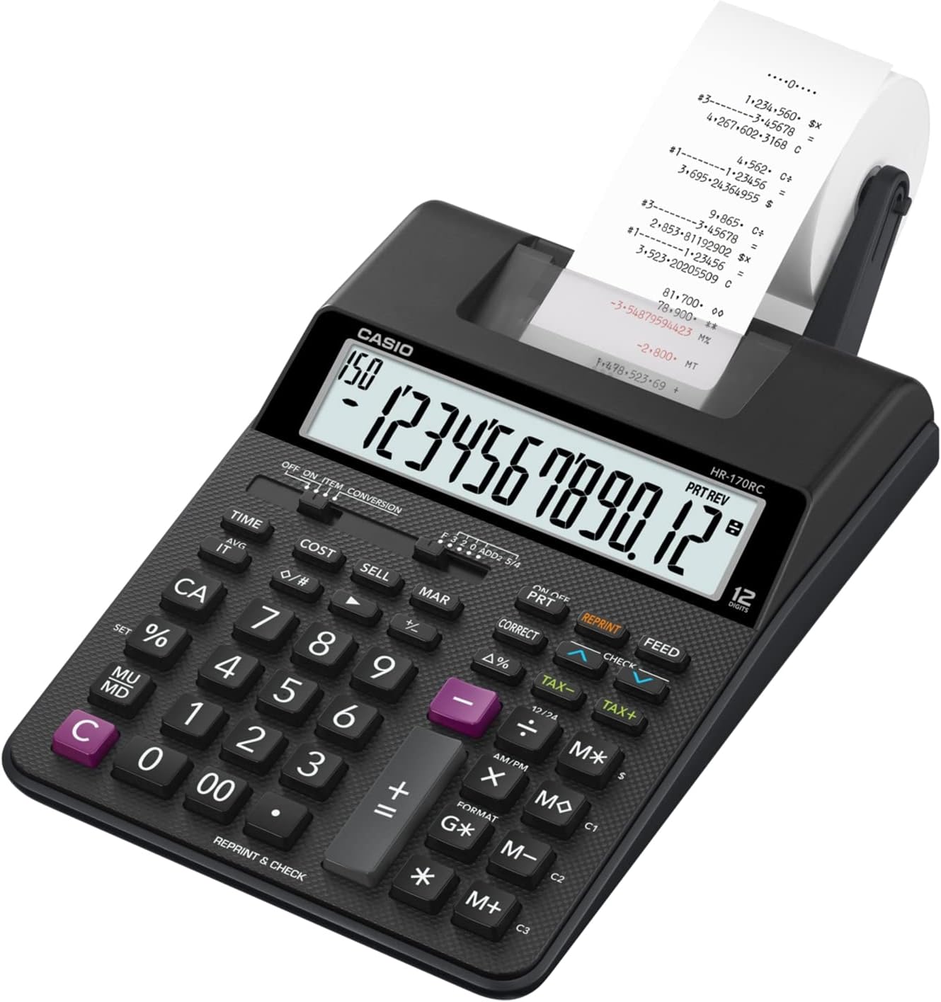 Amazon.com: Casio DR210TM DR-210TM Two-Color Desktop Calculator, Black/Red Print, 4.4 Lines/Sec ...