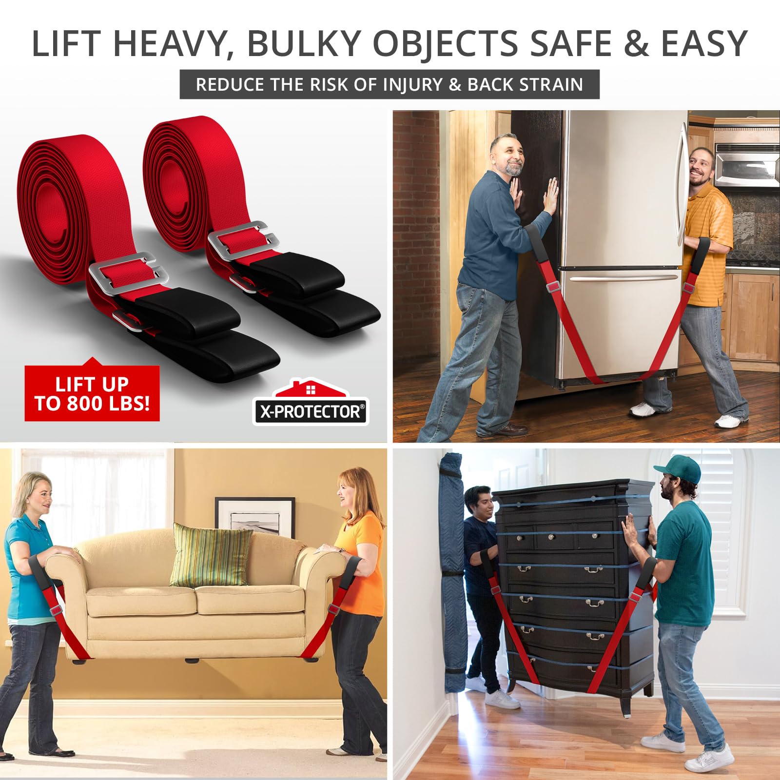 Snapklik.com : X-Protector Moving Straps - 2 PCS - Lifting Straps For 2 ...