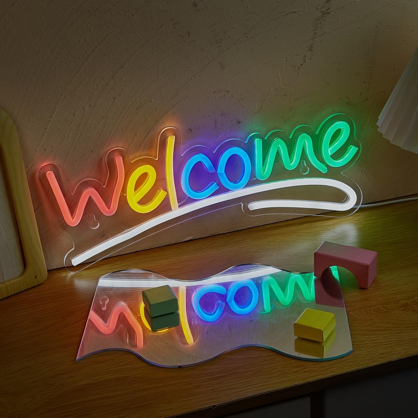 LED Neon Welcome Cute Neon Sign, USB Powered Neon Signs Night Light, 3D ...
