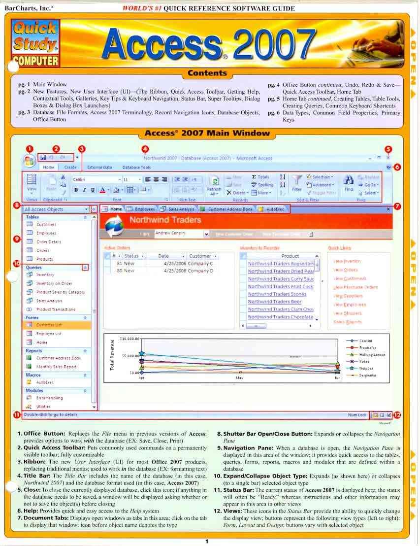 Access 2007 (Laminated Reference Guide; quick Study Computer) : Hales ...