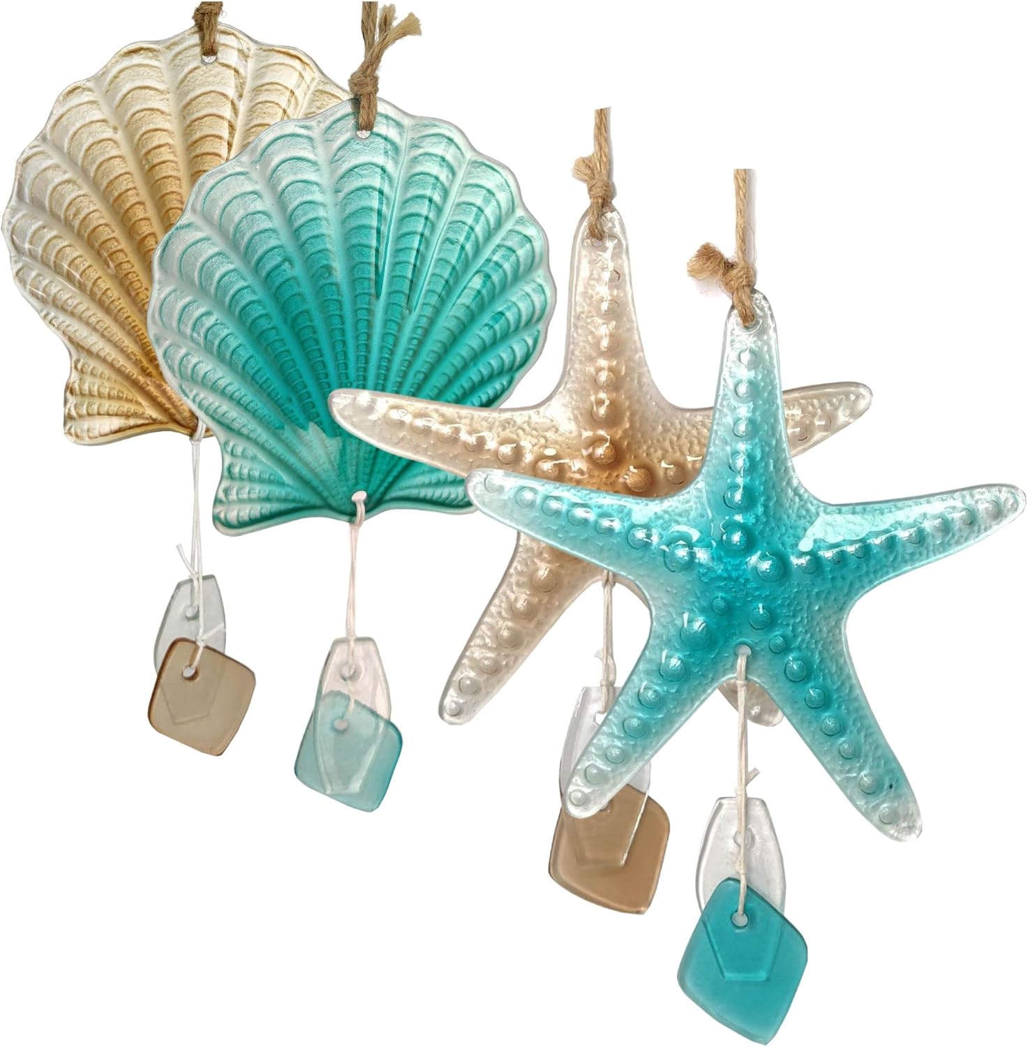 Amazon.com: Beach Theme Bathroom Décor -(4) Glass Ocean Wall Décor ...