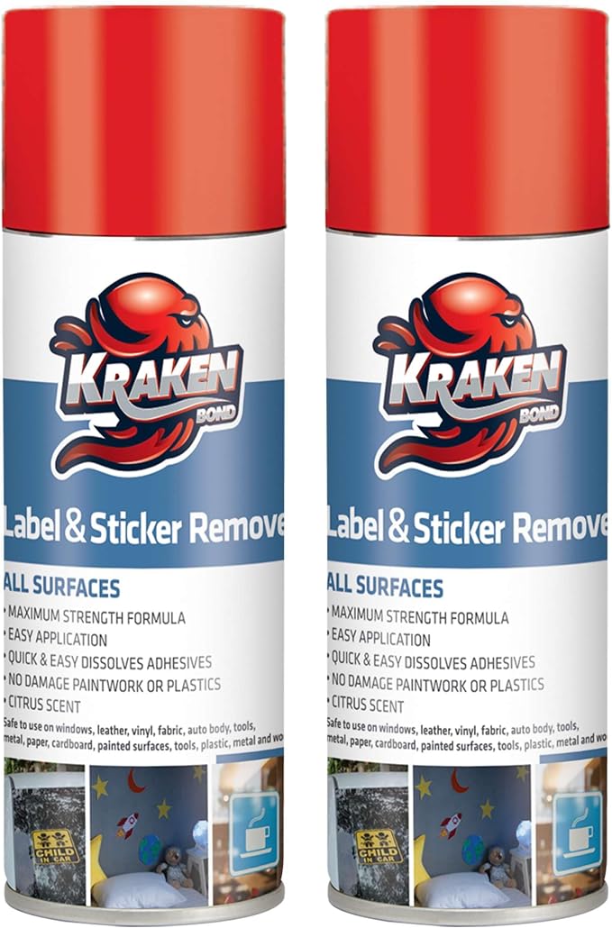 Amazon.com: Kraken Bond Label & Sticker Remover Spray - (2x6.7oz) Quick ...