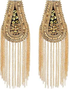 Amazon.com: SUPERFINDINGS 2PCS Rhinestone Tassel Shoulder Golden ...
