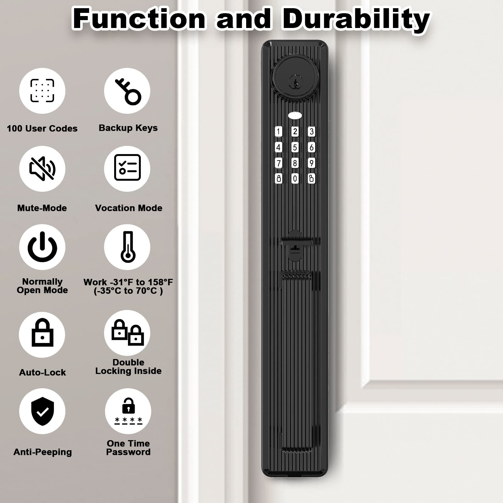 Keyless Entry Door Lock deadbolt with Handle Set, Electronic Deadbolt ...