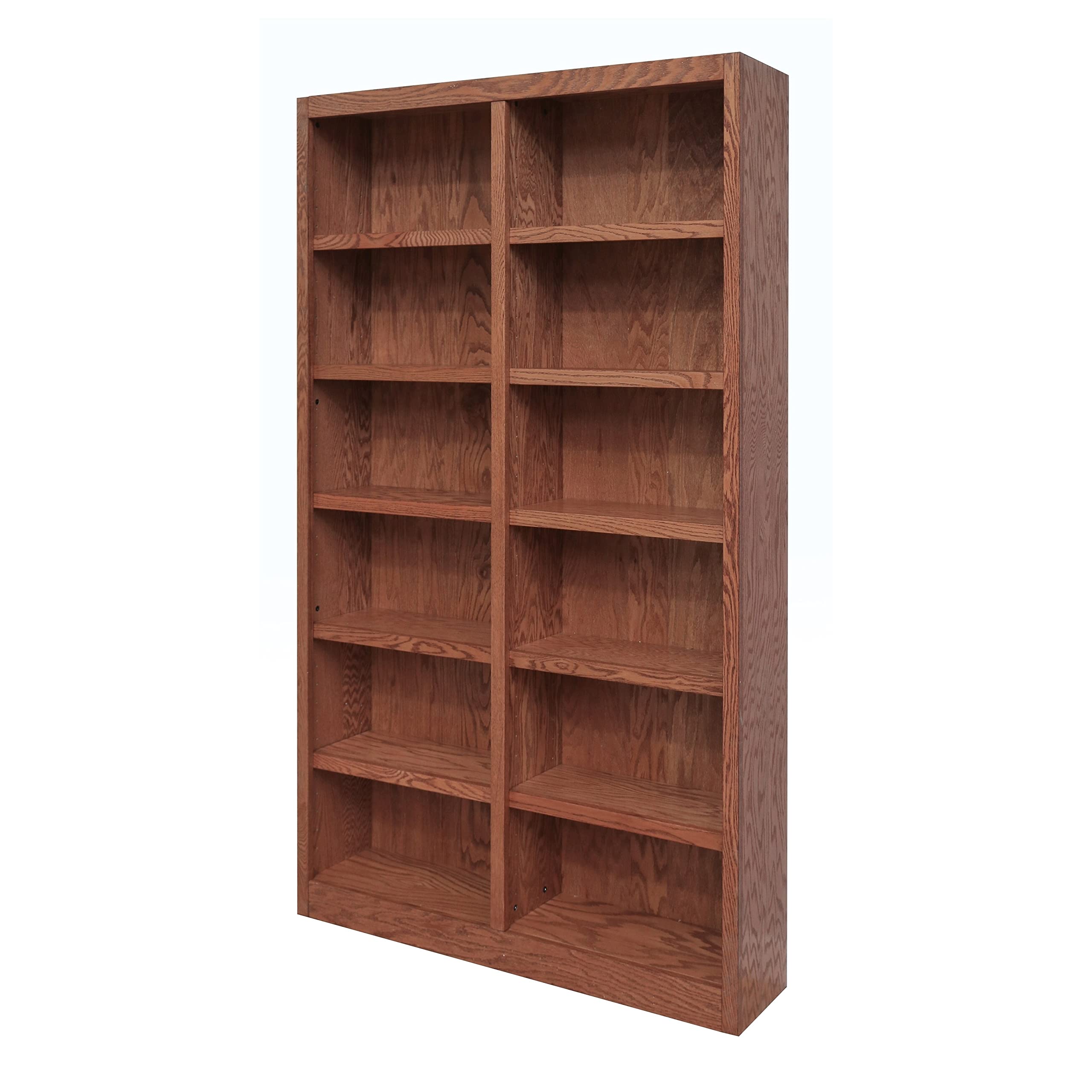 Amazon.com: Traditional 84" Tall 12-Shelf Double Wide Wood Bookcase in ...