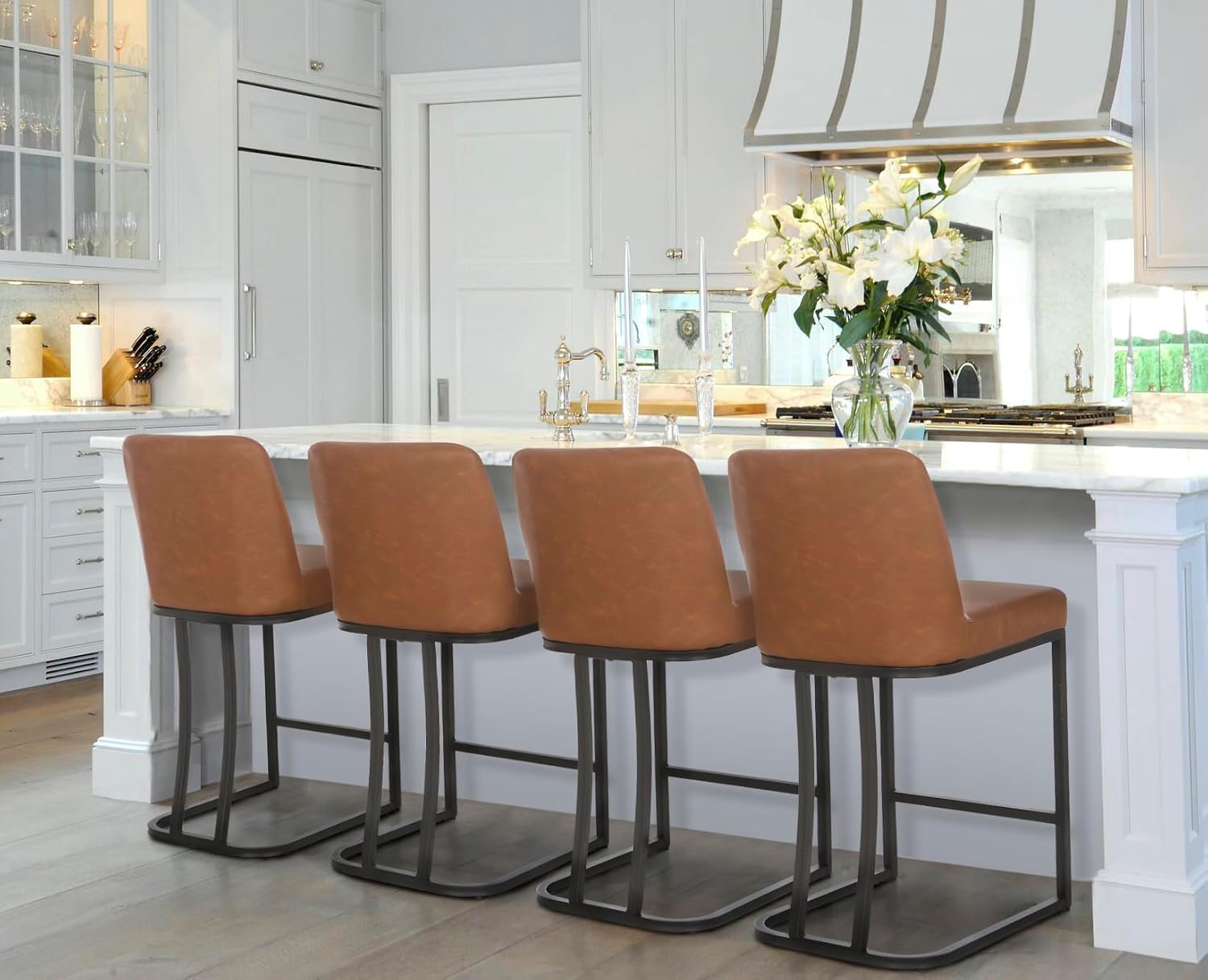 Amazon.com: MAISON ARTS Bar Stools Set of 4 with Backs for Kitchen ...