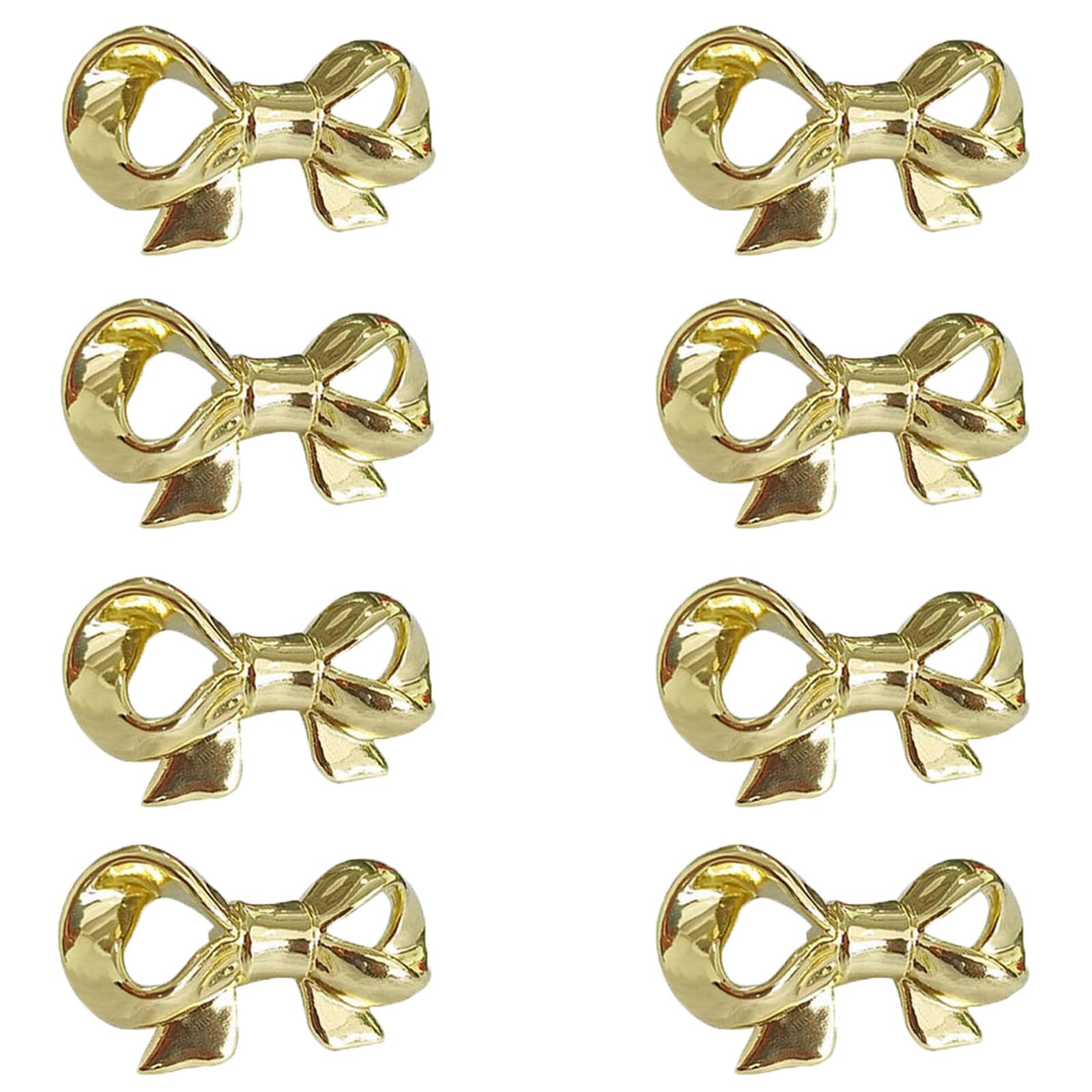 SiLnmLih 8 Pieces Solid Bow Cabinet Knobs Gold Shoe Cabinets Pulls Bow ...
