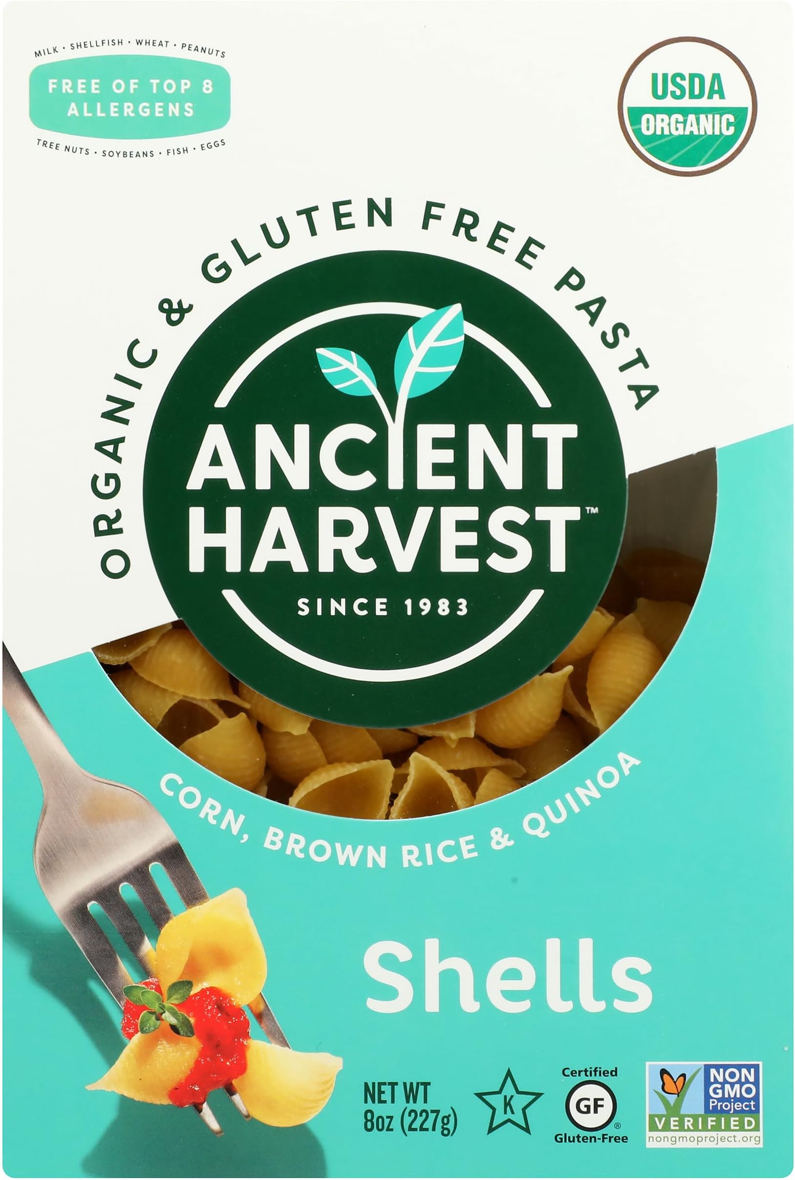 Amazon.com : Ancient Harvest Gluten Free Pasta Shells, 8 Ounce ...