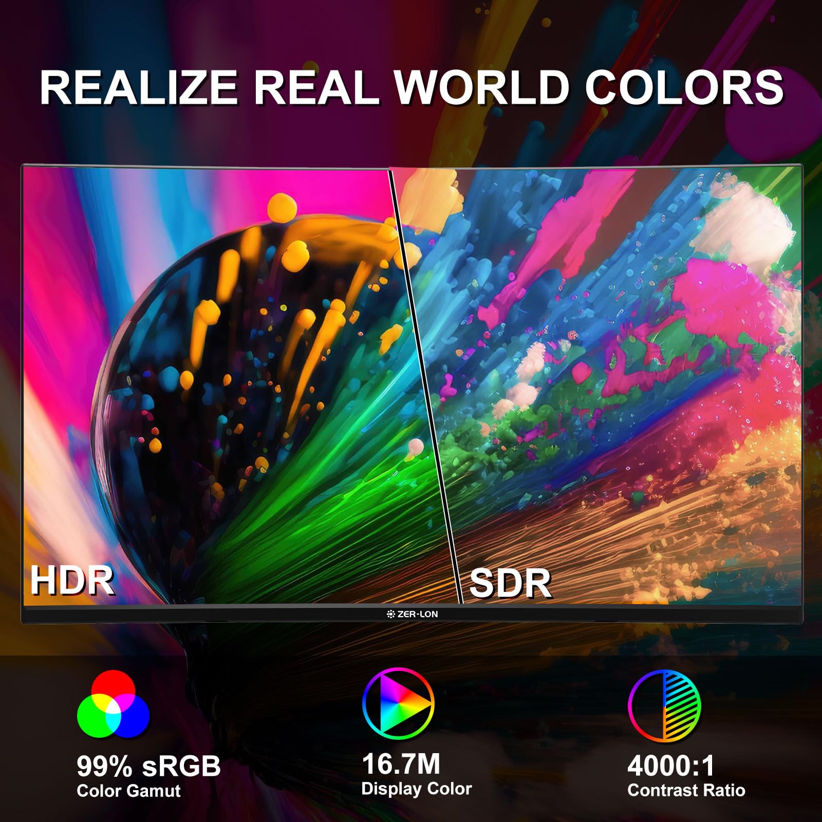 Snapklik.com : ZER-LON 27 Inch Curved Gaming Monitor, 144hz/180hz PC ...